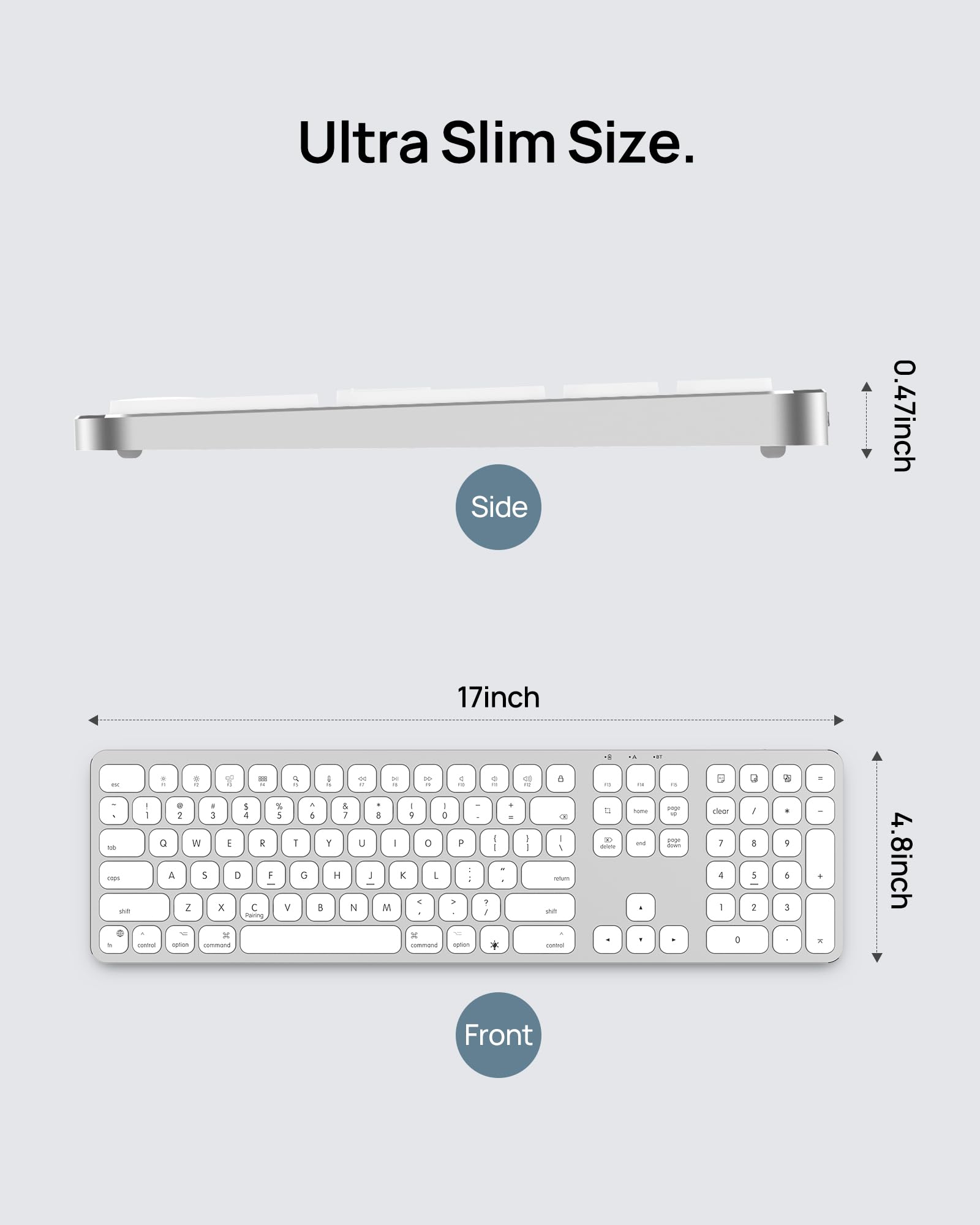 SODI Wireless Keyboard for Mac with Numeric Keypad, Backlit, Wireless, Rechargeable, Programmable Keys. Compatible with MacBook Pro/Air, iMac, Mac Mini/Pro, iPad, iPhone, US English, White