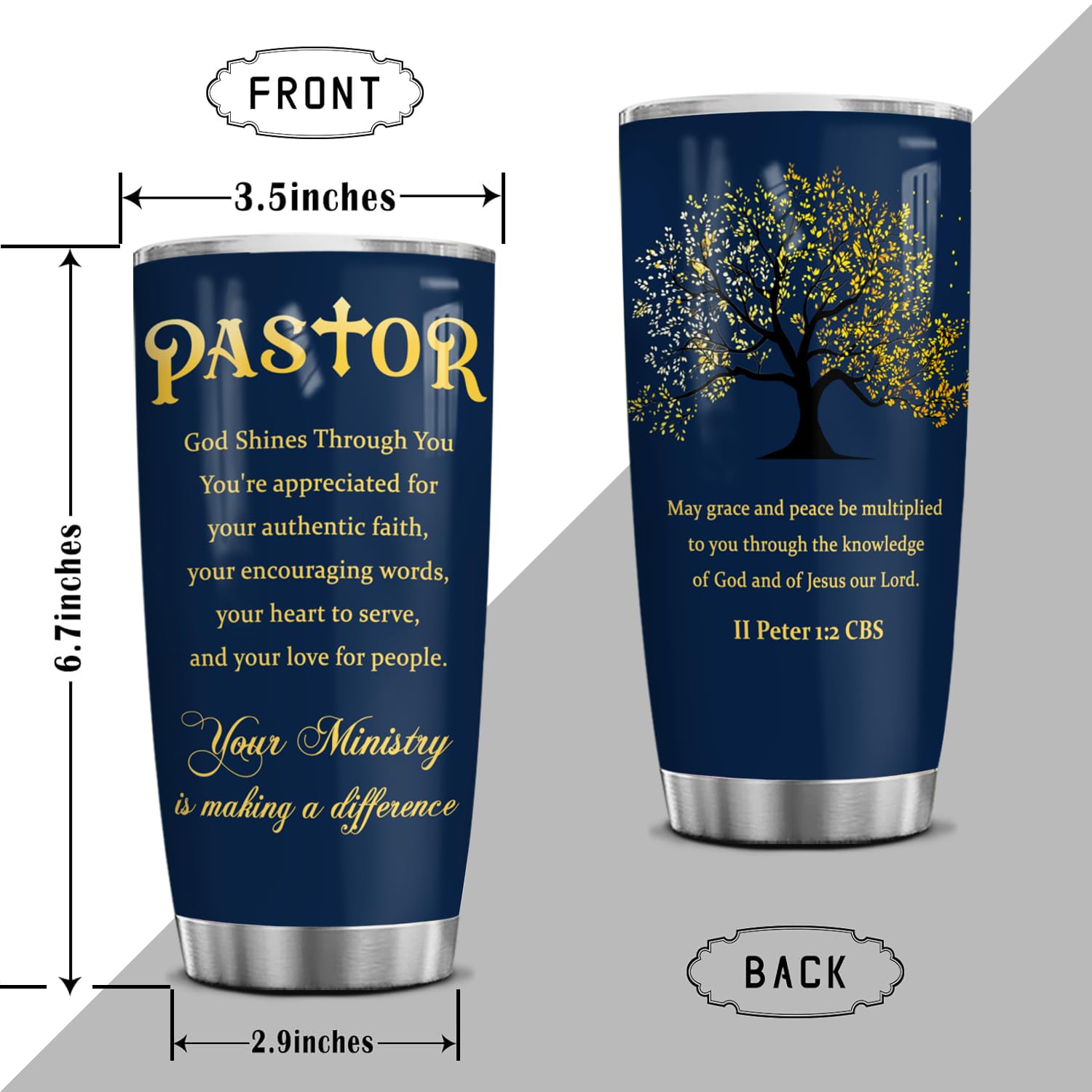 FROOBLEQUIRK 20 Oz Tumbler for Men, Ministry Appreciation, Retirement, Youth Pastor Birthday Christmas Cup Mug, Religious Scripture, Baptism Christian, Pastoral Gift