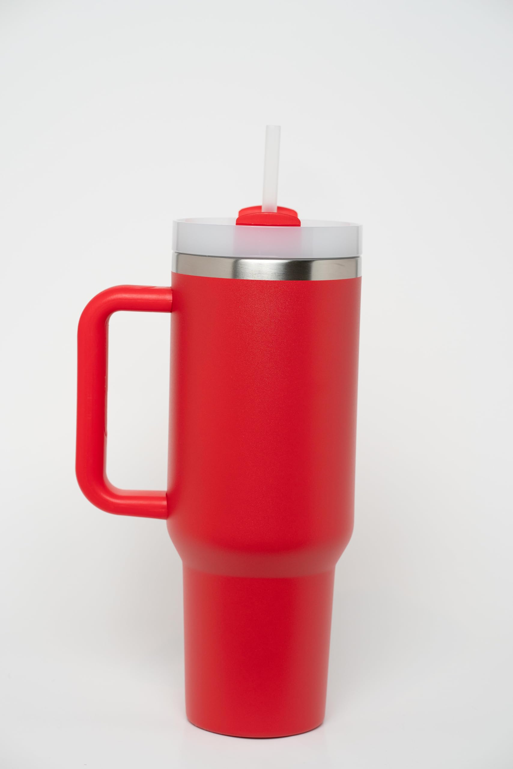 KOBI KUP Spill Proof 40oz Stainless Steel Double Wall Vacuum Insulated Tumbler with Handle, Straw Lid and Straw-RED