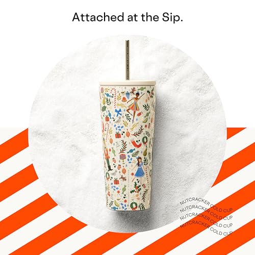 Corkcicle x Rifle Paper Co. Nutcracker Ballet Cold Cup Insulated Tumbler with Lid and Straw, 24 oz – Reusable Water Bottle - Beverages Cold for 12hrs, Hot 5hrs – Cupholder Friendly, Flexible Sip Lid