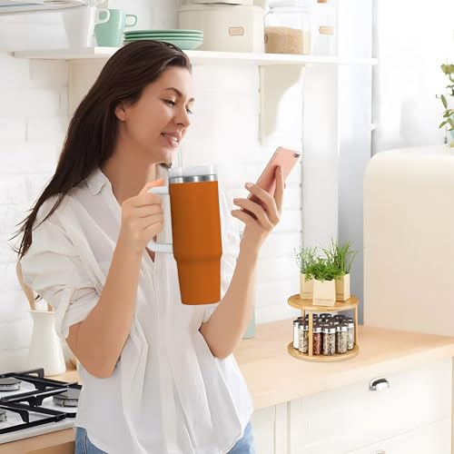 GAIGEO Chocolate Water Tumbler, 30oz Stainless Steel Detachable Tumbler for Coffee with Handle, Double Wall Vacuum