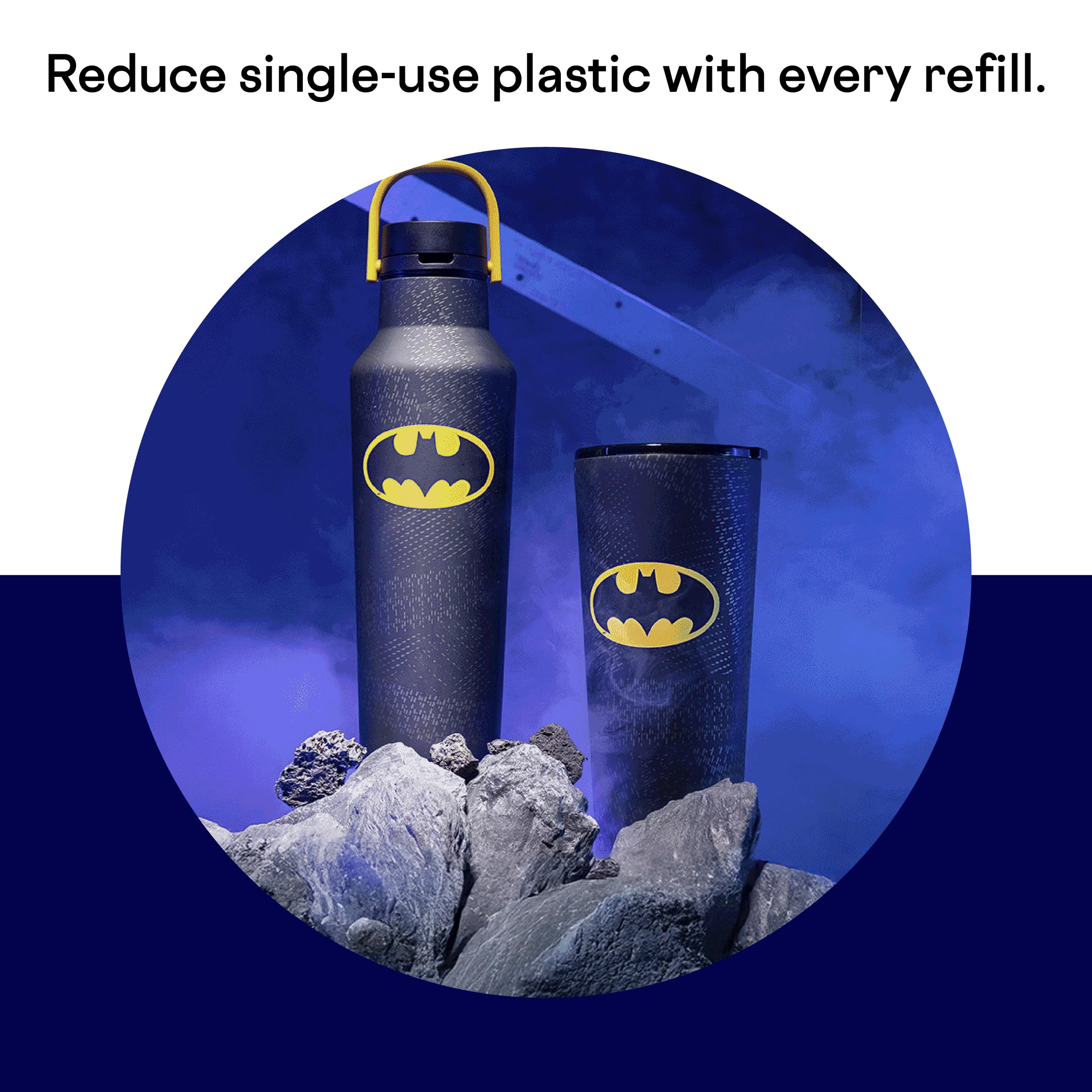 Corkcicle x Warner Brothers Batman Classic Insulated Coffee Mug with Lid, 24 oz – Stainless Steel Travel Tumbler Keeps Drinks Cold 9+hrs, Hot 3hrs – Cupholder Friendly Travel Coffee Tumbler