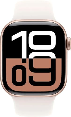 Apple Watch Series 10 [GPS + Cellular, 42mm] - Rose Gold Aluminum Case with Light Blush Sport Band, S/M (Renewed)