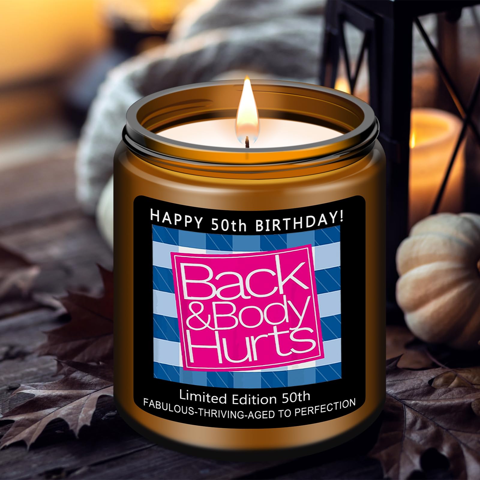 Homsolver 50th Birthday Gifts For Her Him, Happy 50th Birthday Candles Gift For Women Men, Funny 50 Years Old Decorations Ideas- Lavender Candle