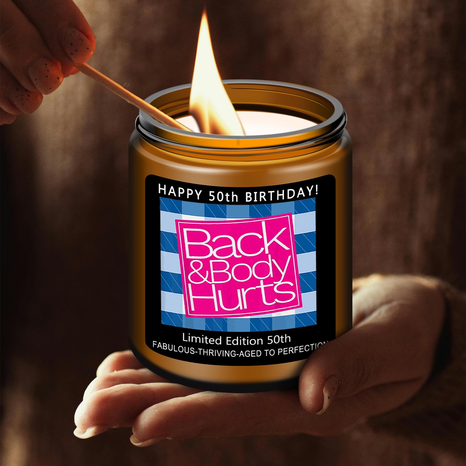 Homsolver 50th Birthday Gifts For Her Him, Happy 50th Birthday Candles Gift For Women Men, Funny 50 Years Old Decorations Ideas- Lavender Candle