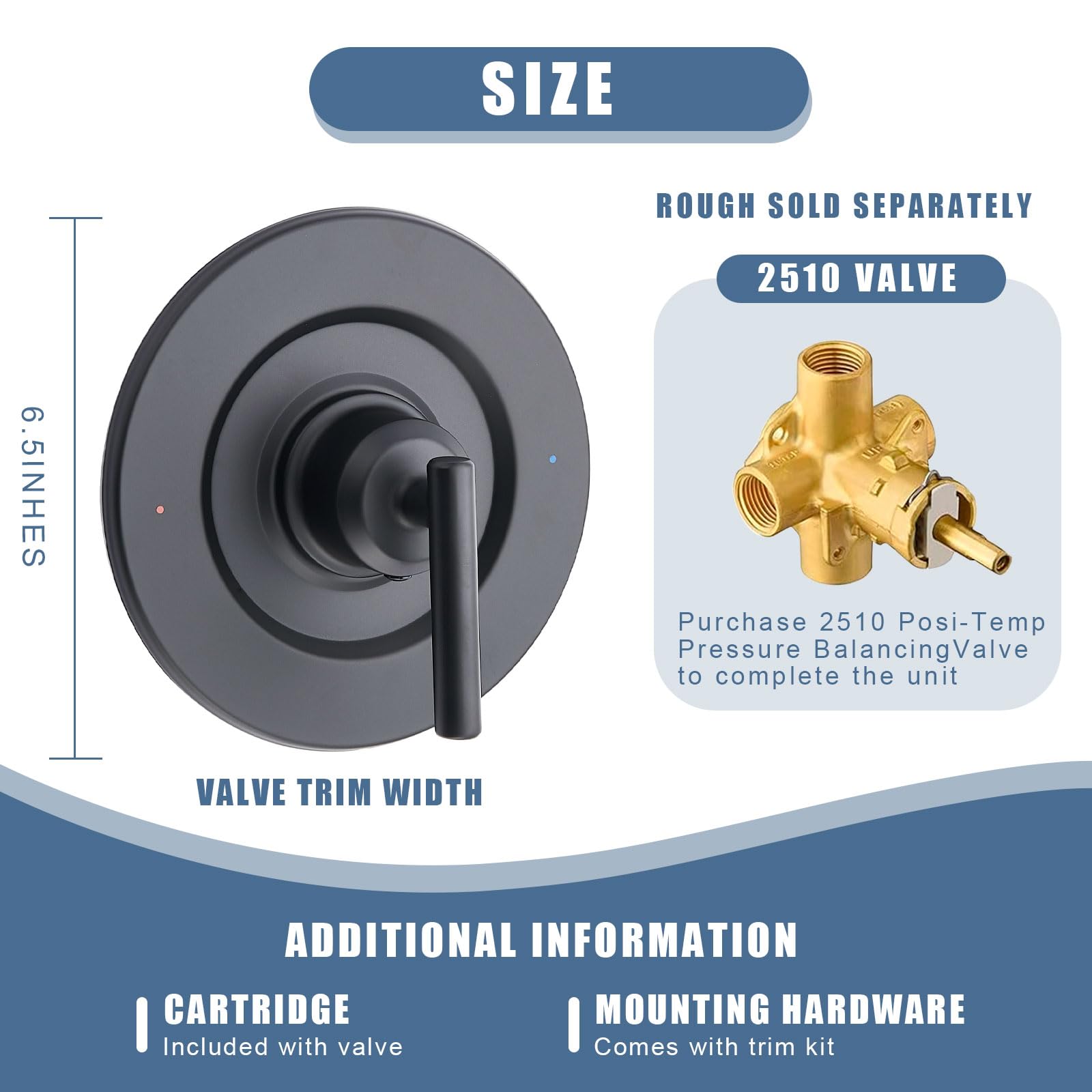 T2901BL Shower Lever Handle Replacement Compateble with Moen T2901BL Gibson Posi-Temp Valve Trim Kit, Chrome Shower Trim Kit Shower Lever Handle (#2510 Valve Required) (Black)