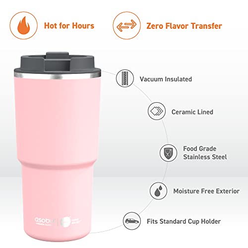 asobu 22oz Extra Large Ceramic-Lined Travel Mug with No Metal Taste-Keeps Flavors True - Double-Wall Vacuum Insulated Coffee Mug with Spill-Proof Pop-Open Lid for Hot Drinks