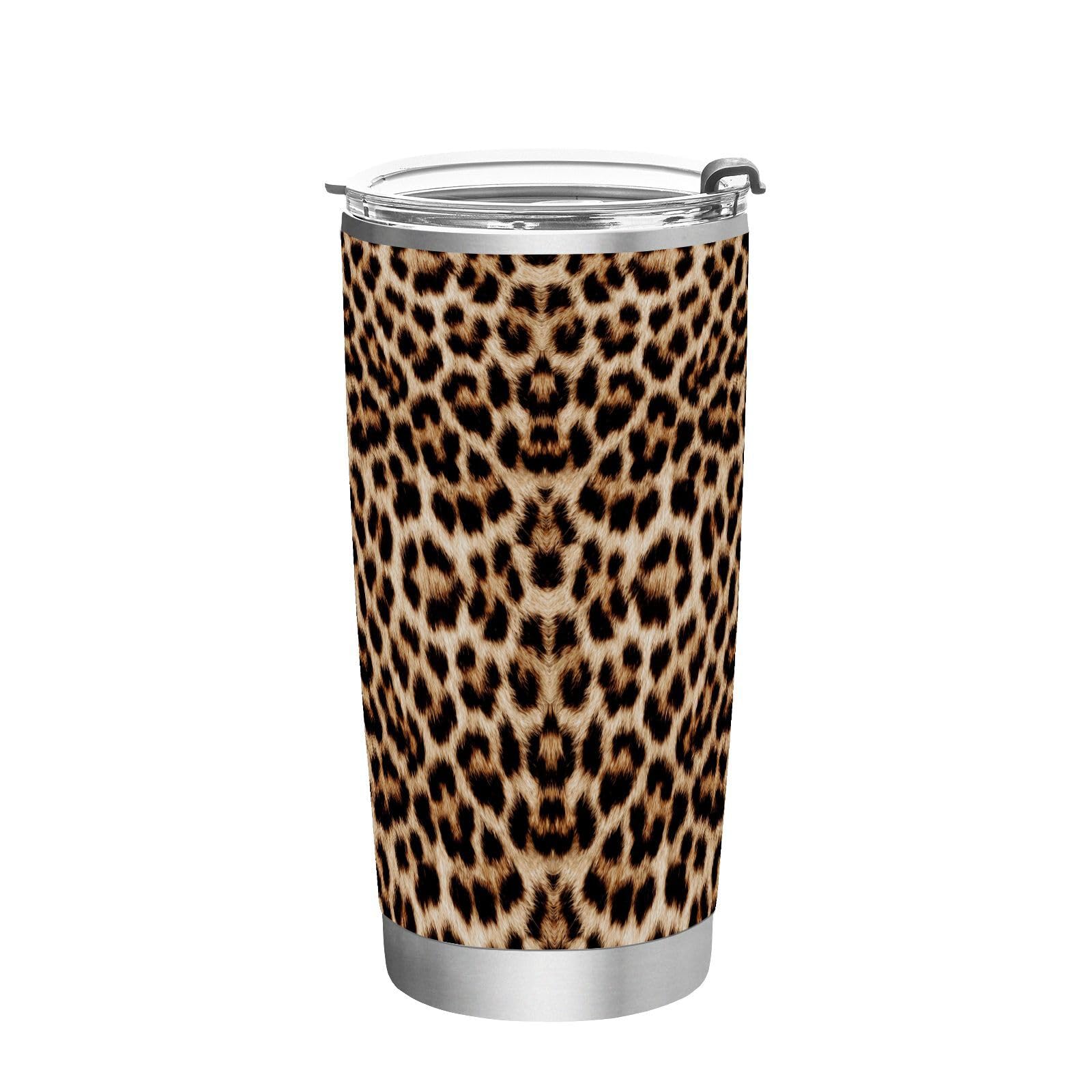 SUABO Leopard Print Cheetah Pattern Tumbler with Lid,Stainless Steel,Vacuum Insulated Coffee Mug,Sport Water Bottle Drinking Cup,Stays Cold/Hot,600 ML