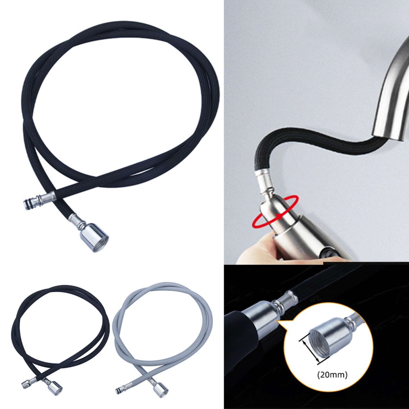 Kitchen Faucet Hose Replacement f Pull down Pull Out Faucet Sink Hose Sprayer Faucet Part For Kitchen Faucet Pull Down Sink Parts(Snap-Gray)