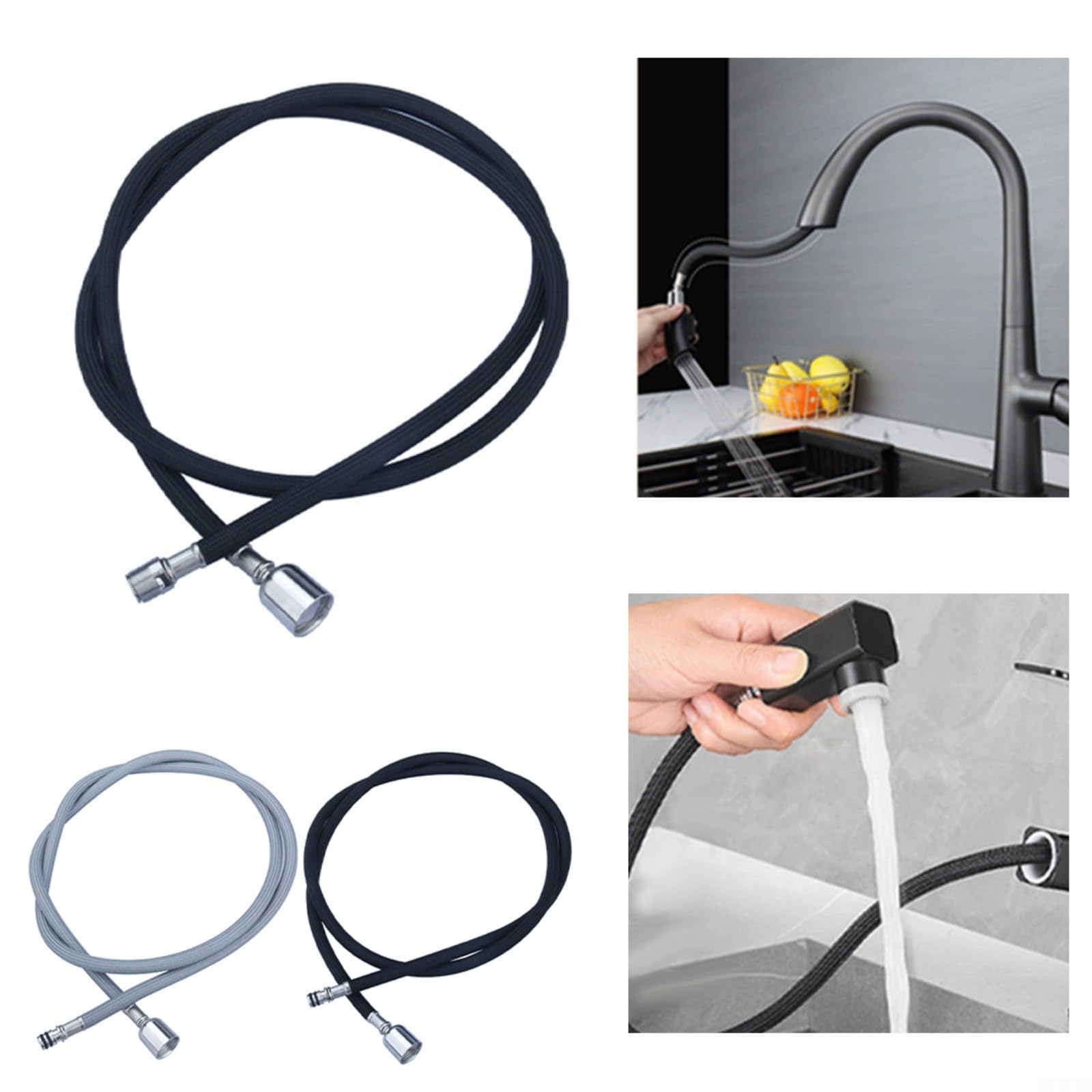 Kitchen Faucet Hose Replacement f Pull down Pull Out Faucet Sink Hose Sprayer Faucet Part For Kitchen Faucet Pull Down Sink Parts(Snap-Gray)