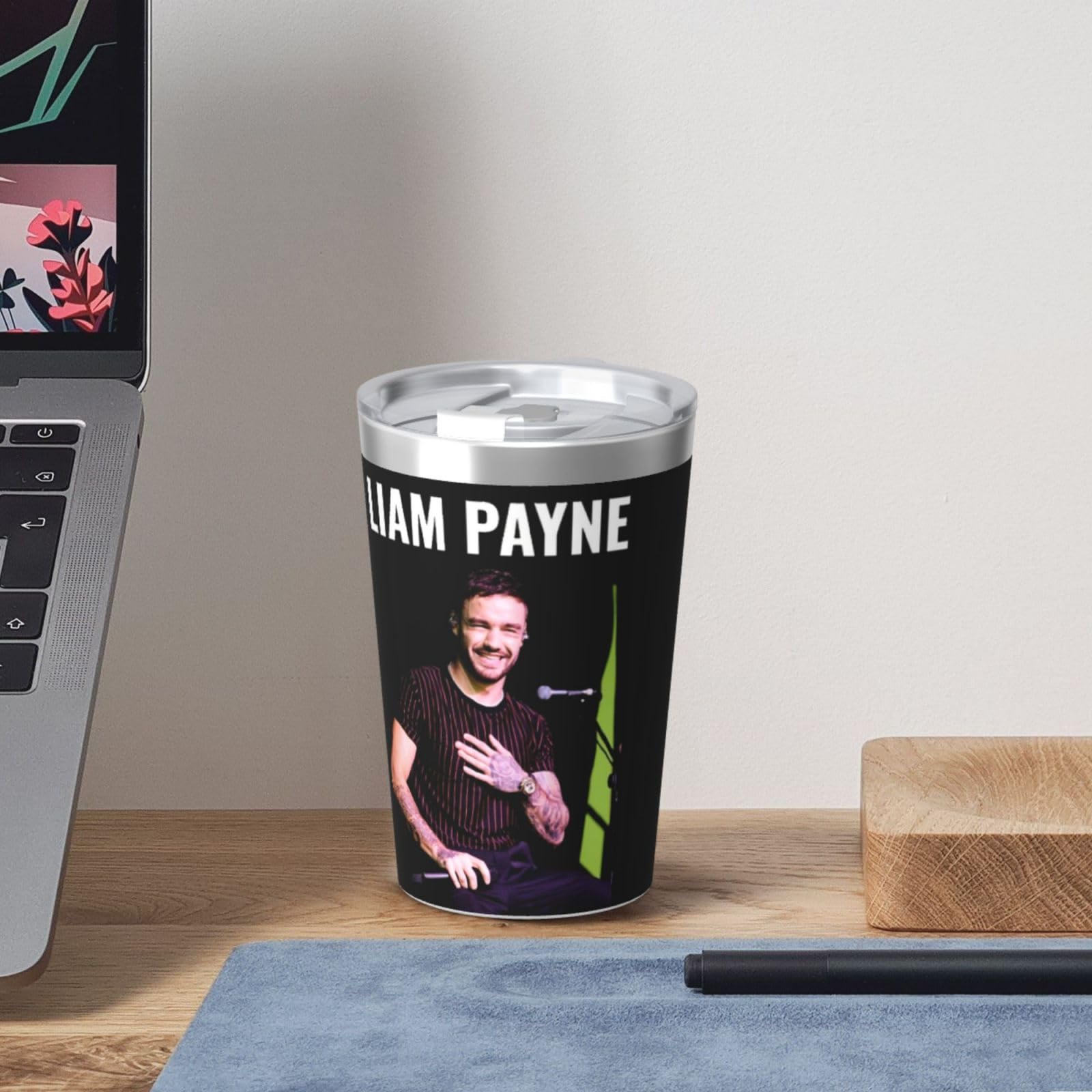 UALWORY Liam Music Payne Tumbler Cup 12oz Travel Coffee Mug with Lid and Straw Stainless Steel Insulated Mugs