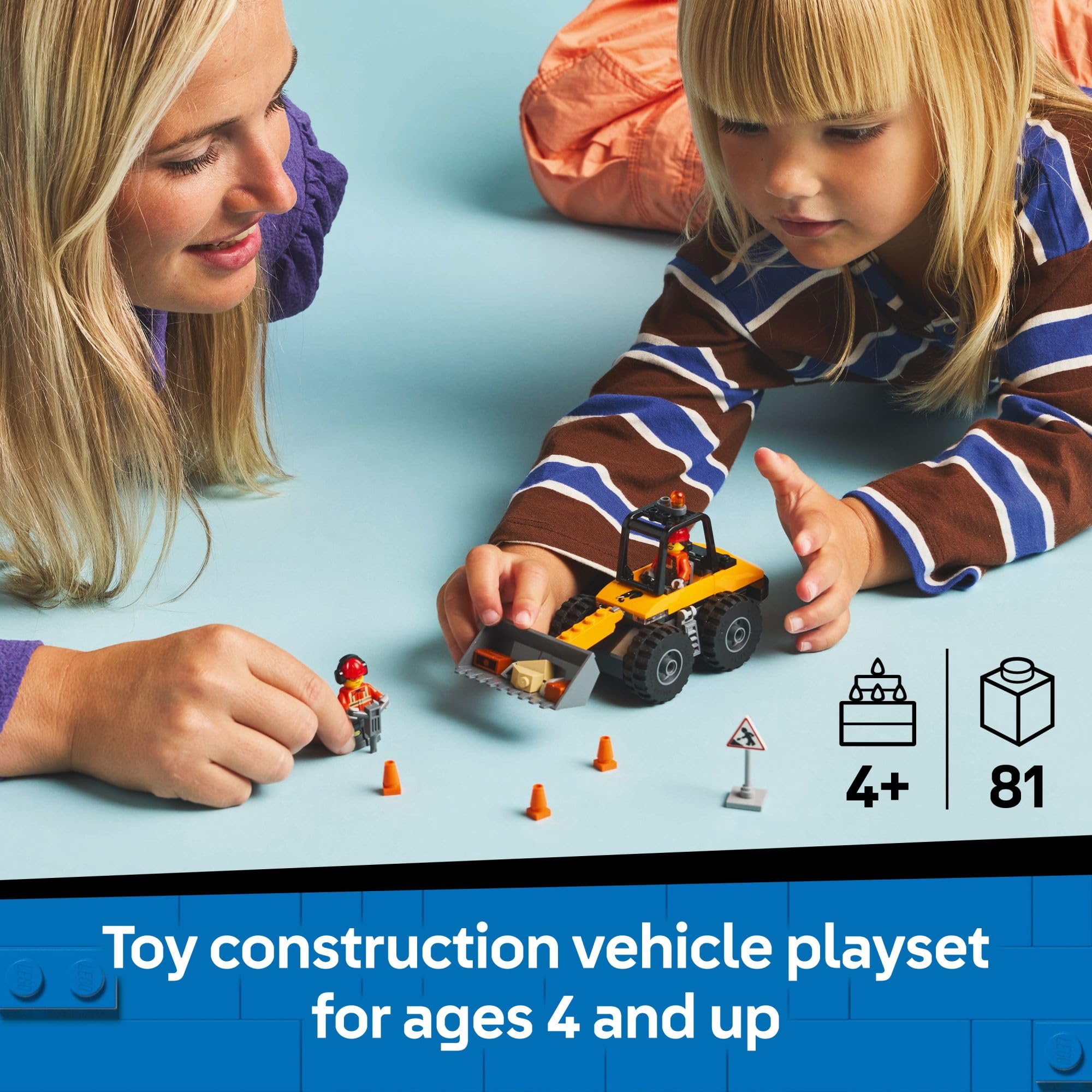LEGO City Yellow Construction Wheel Loader Building Sensory Toy - Construction Vehicle Toy for Toddlers, Boys and Girls, Ages 4+ - Educational, Learning Gift Idea for Preschoolers - 60450