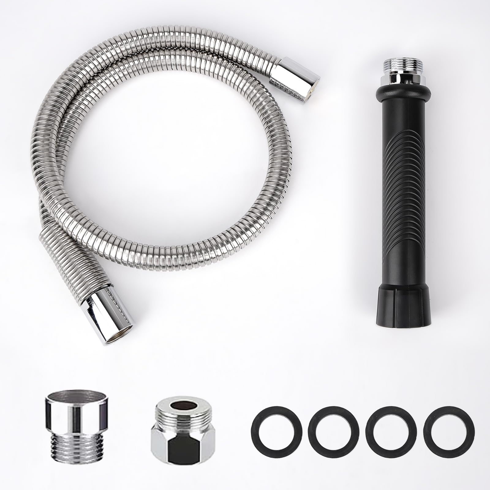 Commercial Sink Sprayer Hose,44 inch Commercial Kitchen Sink Faucets Flexible Hose Replacement,with Heat Resistant Black Handle,for Commercial Kitchen Faucet.