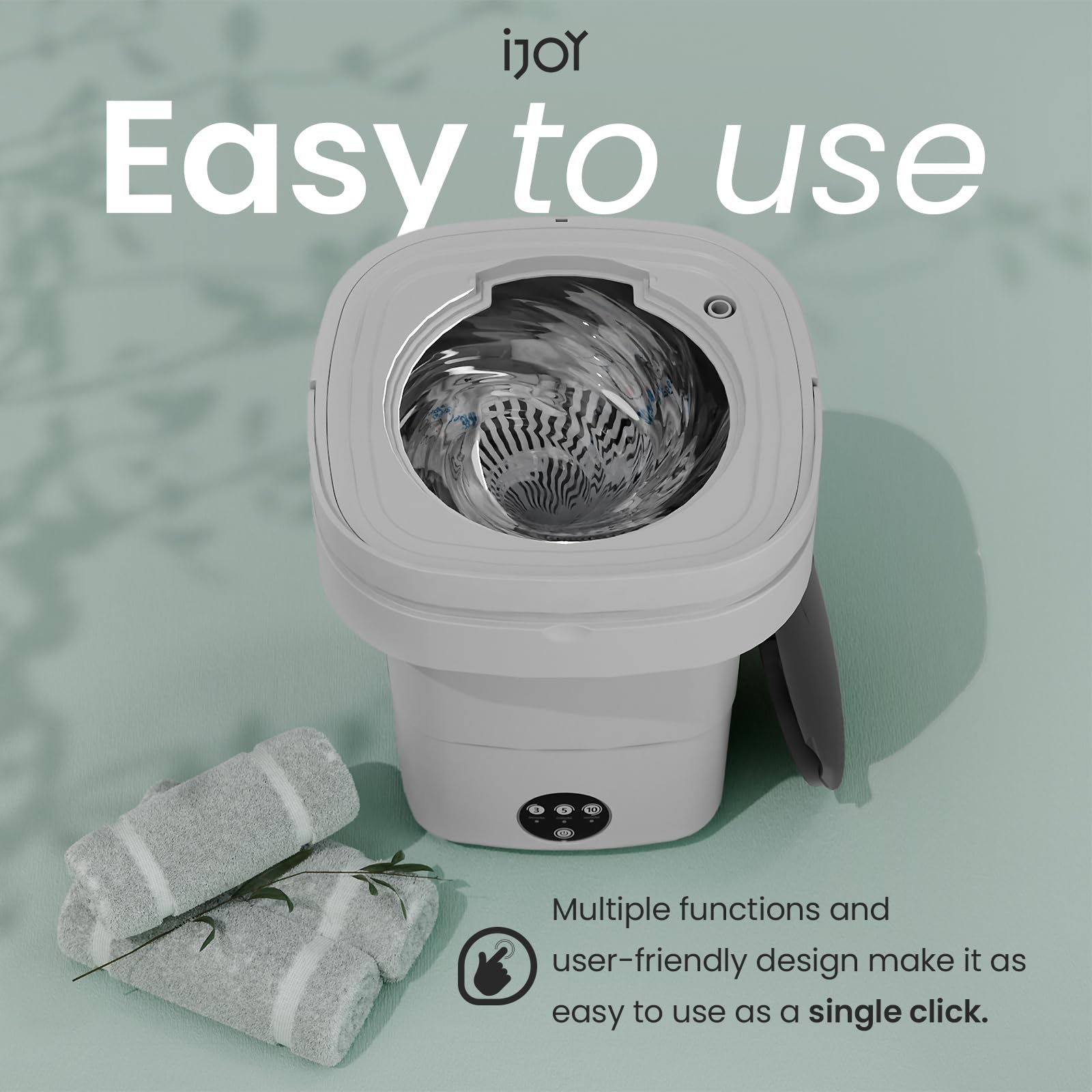iJoy Portable Washing Machine Large Capacity Mini Portable Washing Machine for Dorms, Apartments and Hotels - Deep Cleaning Small Washing Machine for Underwear and Small Clothes. (White 12L)