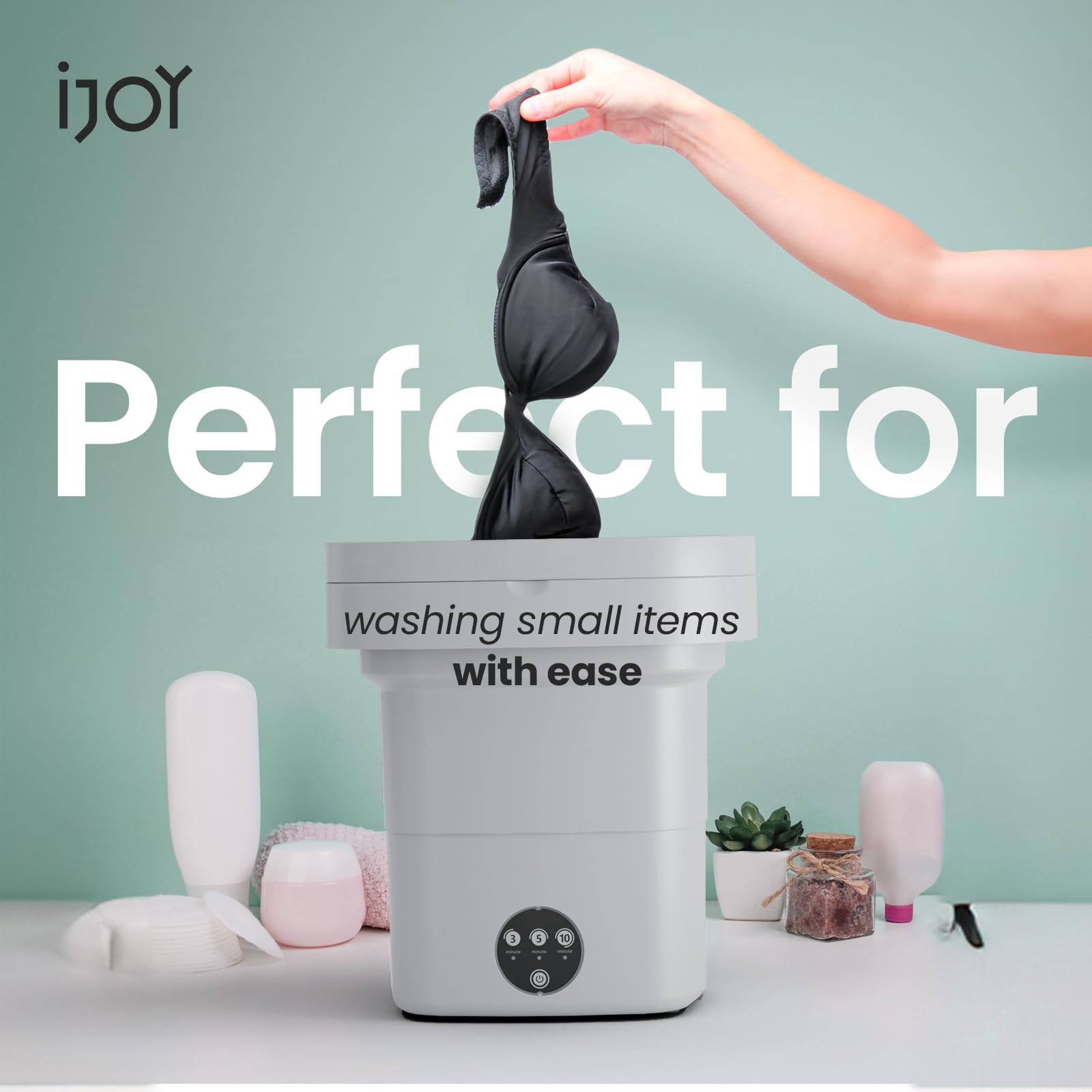iJoy Portable Washing Machine Large Capacity Mini Portable Washing Machine for Dorms, Apartments and Hotels - Deep Cleaning Small Washing Machine for Underwear and Small Clothes. (White 12L)