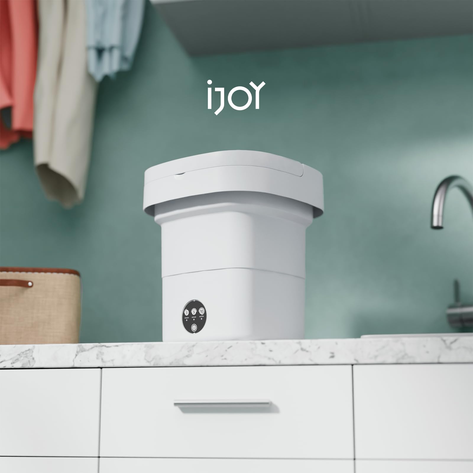iJoy Portable Washing Machine Large Capacity Mini Portable Washing Machine for Dorms, Apartments and Hotels - Deep Cleaning Small Washing Machine for Underwear and Small Clothes. (White 12L)
