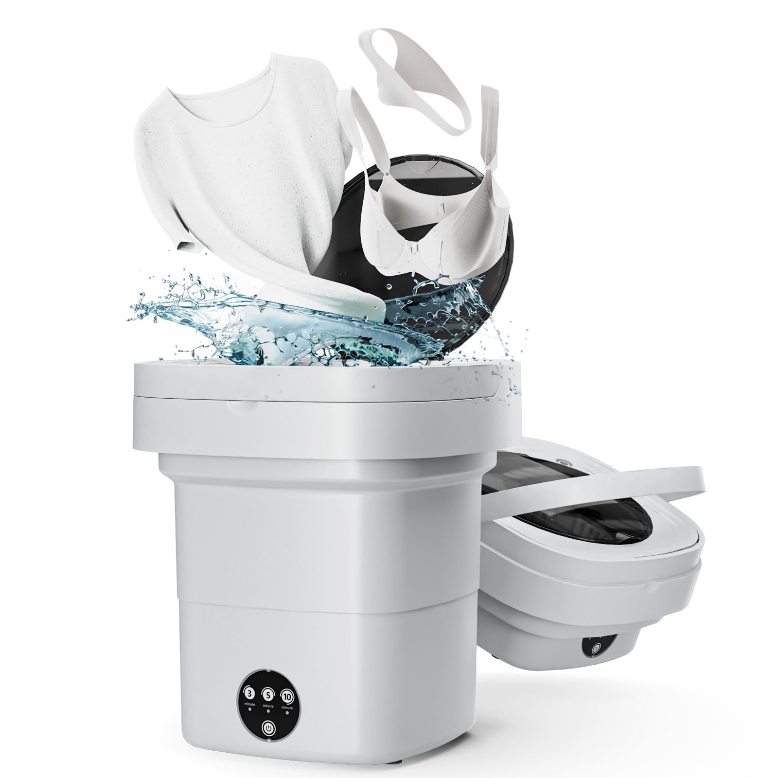 iJoy Portable Washing Machine Large Capacity Mini Portable Washing Machine for Dorms, Apartments and Hotels - Deep Cleaning Small Washing Machine for Underwear and Small Clothes. (White 12L)