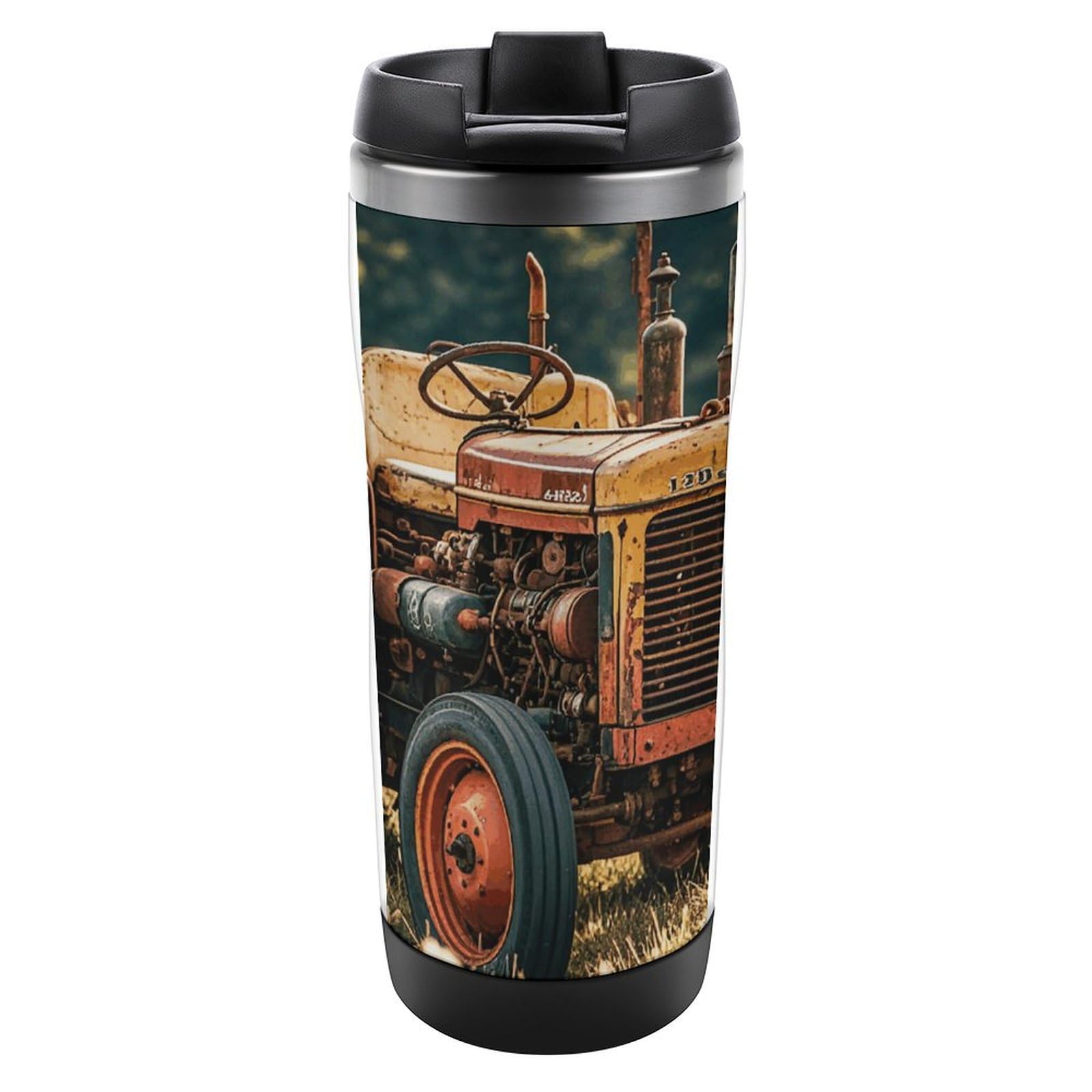 NTVOWPZO Travel Mug Old Tractor Photoes Farm Coffee Cup Reusable Insulated Tumbler with Lid Travel Coffee Mug Stainless Steel Insulated Coffee Tumbler for Coffee Tea And Drinks