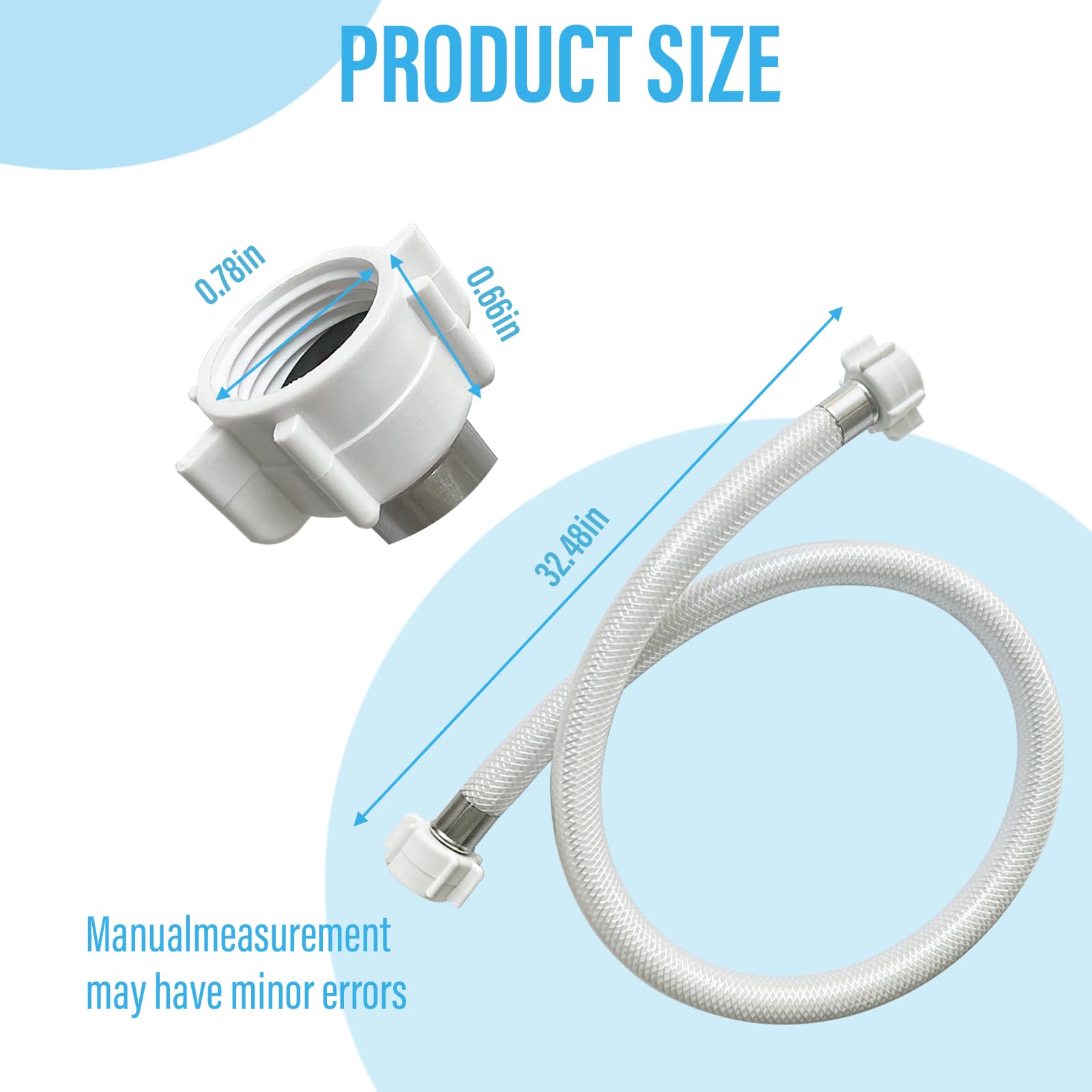 Water line fittings and accessories Flexible faucet connector 30 in. Braided PVC Water Hose,Tool-Free Installation,lead free hose,water supply lines for faucet,hose connector