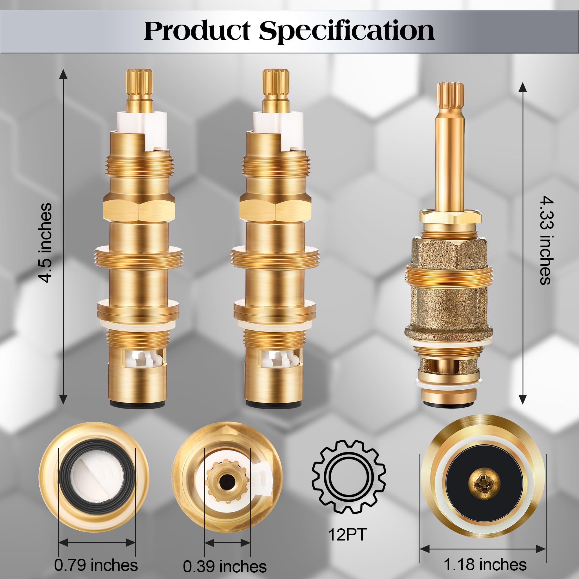 Dreyoo Ceramic Disc Cartridge Replacement for 910-030, Diverter Stem Replacement for 910-022, Shower Valve Faucet Cartridge Compatible with Price/Pfister, Hot Cold Diverter, Brass Construction