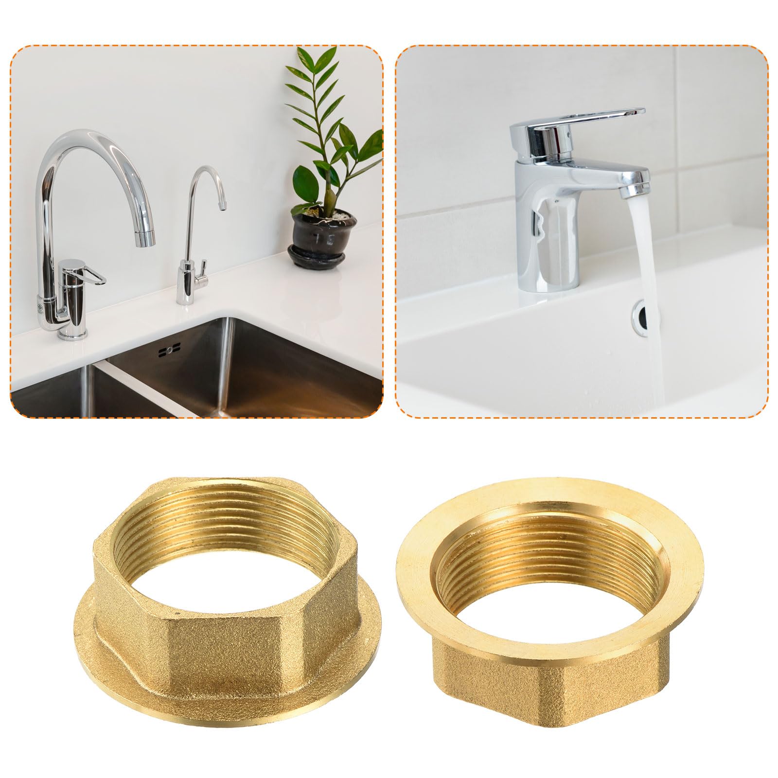 uxcell 2 Set 1.2 Inch O-Ring Faucet Locking Nut, Female Locknut for Plumbing, Nut Pipe Fitting, Washer Fasteners