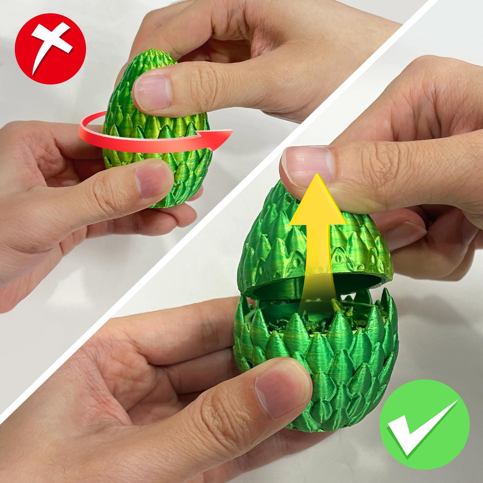 SHUWND 4PCS Easter 3D Printed Dragon Eggs with Dragon Inside,Easter Basket Stuffers,Easter Basket Essentials,Prefilled Mini Eggs Articulated Crystal Dragon Fidget Toys,Mystery 3D Printed Animals Set