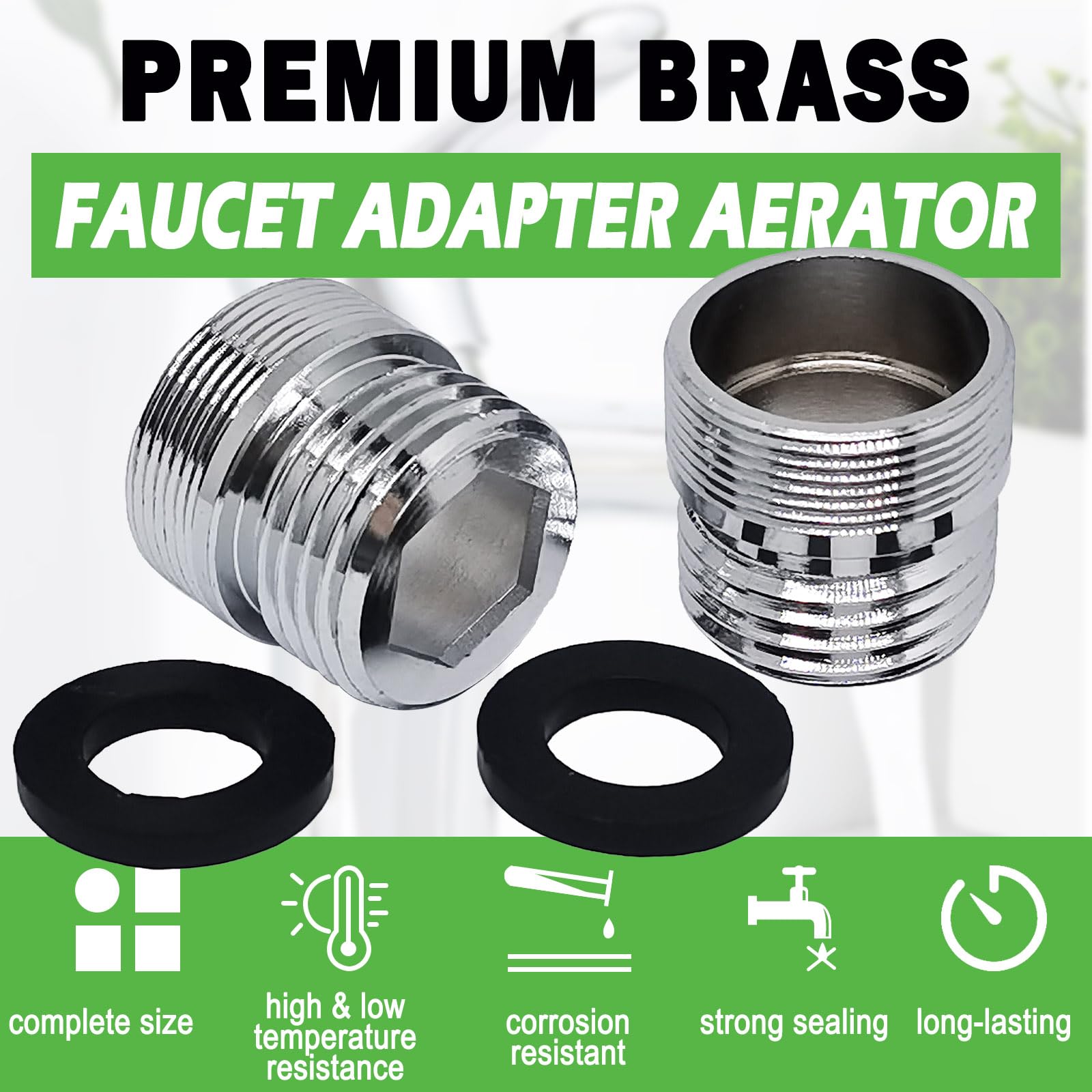 Faucet Adapter Aerator For Water Purifier,G1/2inch Male To 22mm Male Connector,Faucet Adapter Brass Fitting,Tap Connector Aerator For Bathroom Kitchen(Silver,2pcs)