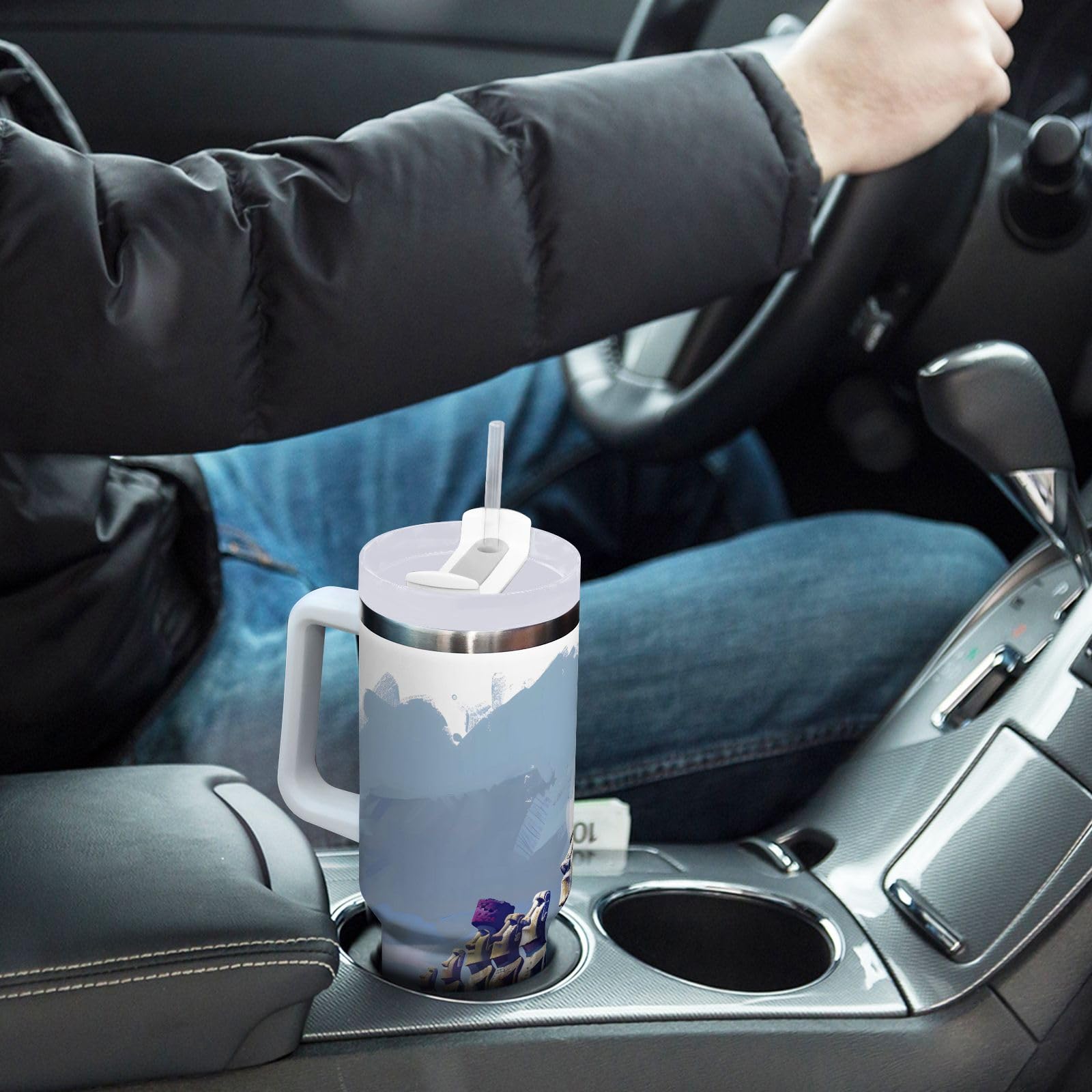 KUEJOP Stainless Steel Vacuum Insulated Tumbler Moai Statues Water Bottle with Lid and Straw