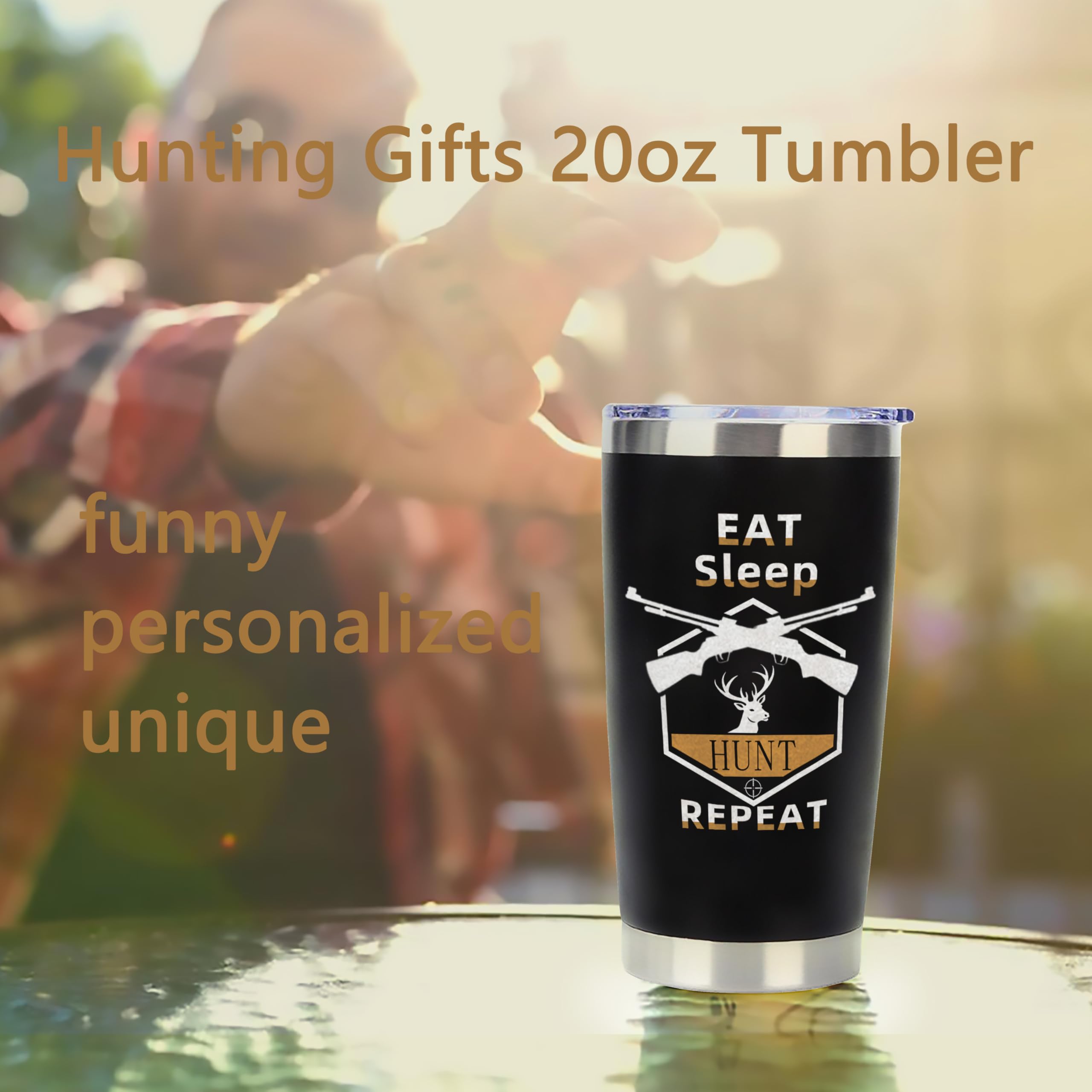 EchoMaven Hunting Gift for Men - Unique Deer Hunter Tumbler 20oz - Eat Sleep Hunt Repeat