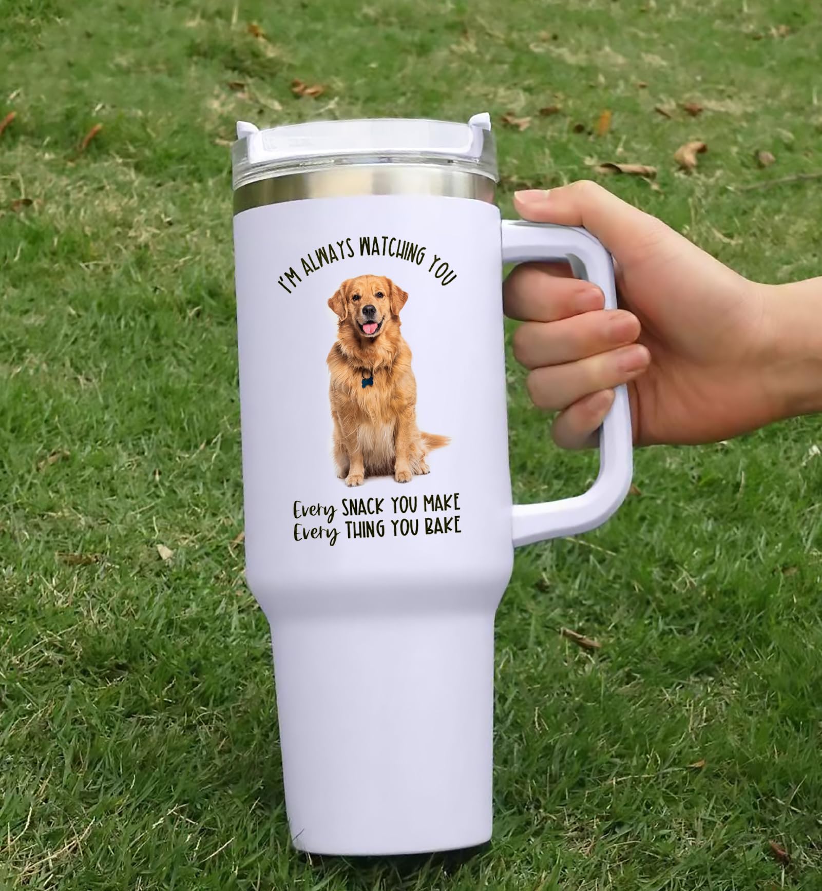 EchoMaven Golden Retriever 40oz Tumbler - Christmas and Birthday Gift for Dog Lovers, Mom, Dad, and Owners - White