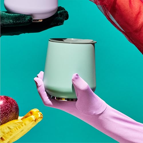 Fellow Ruby Wine Tumbler Set of 2 - Insulated Stainless Steel Wine and Cocktail Tumblers with Ceramic Interior and Swivel Pebble Lid - 12 oz, Mint Chip
