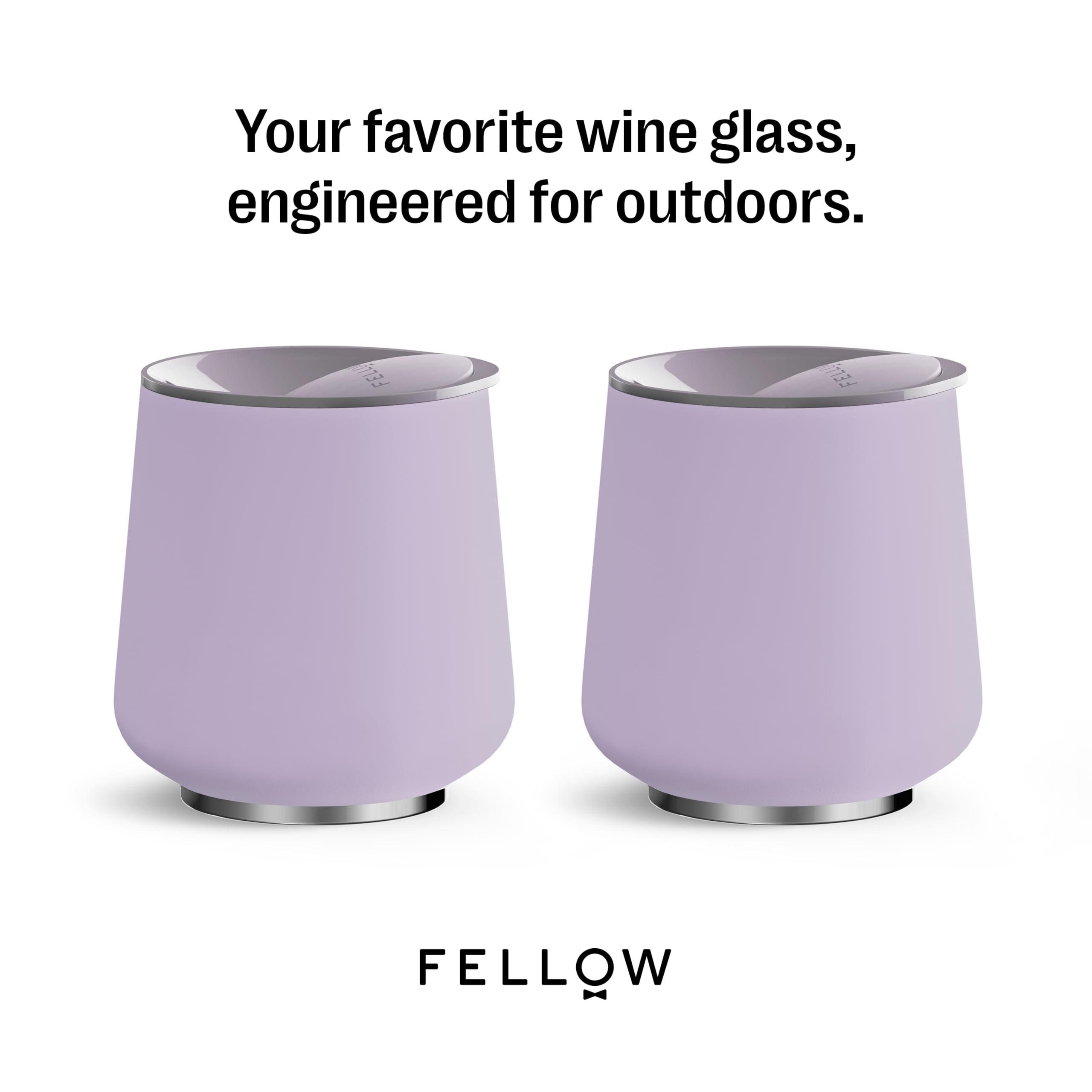 Fellow Ruby Wine Tumbler Set of 2 - Insulated Stainless Steel Wine and Cocktail Tumblers with Ceramic Interior and Swivel Pebble Lid - 12 oz, Peri Twinkle