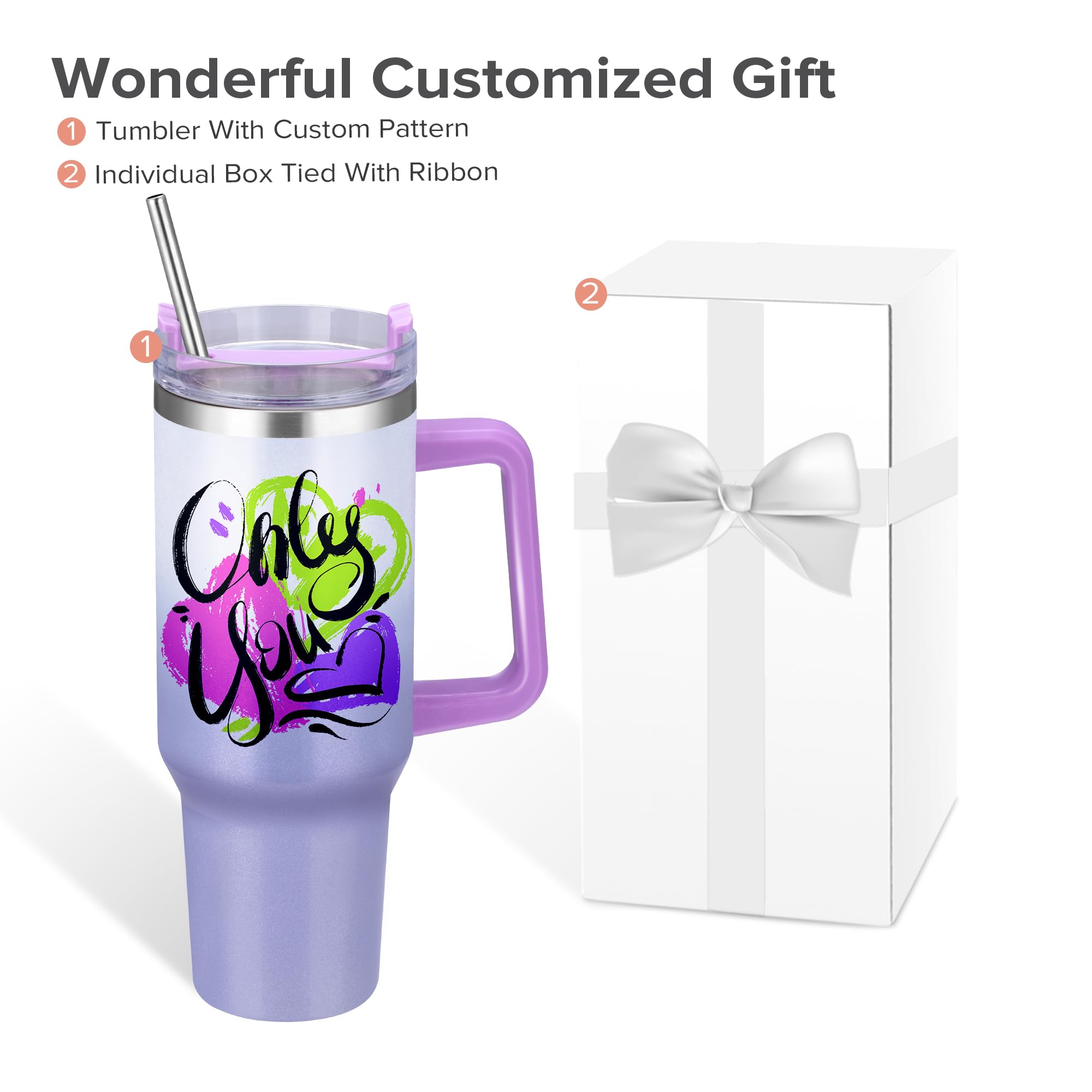 FASTSUB 40 oz Sublimation Tumbler with Handle Lid and Straw Glitter Sparkly Cup Removable Handle Double Wall Vacuum Insulated Travel Mug Personalized Gifts for Tumbler Heat Press Multicolored 6 Pack