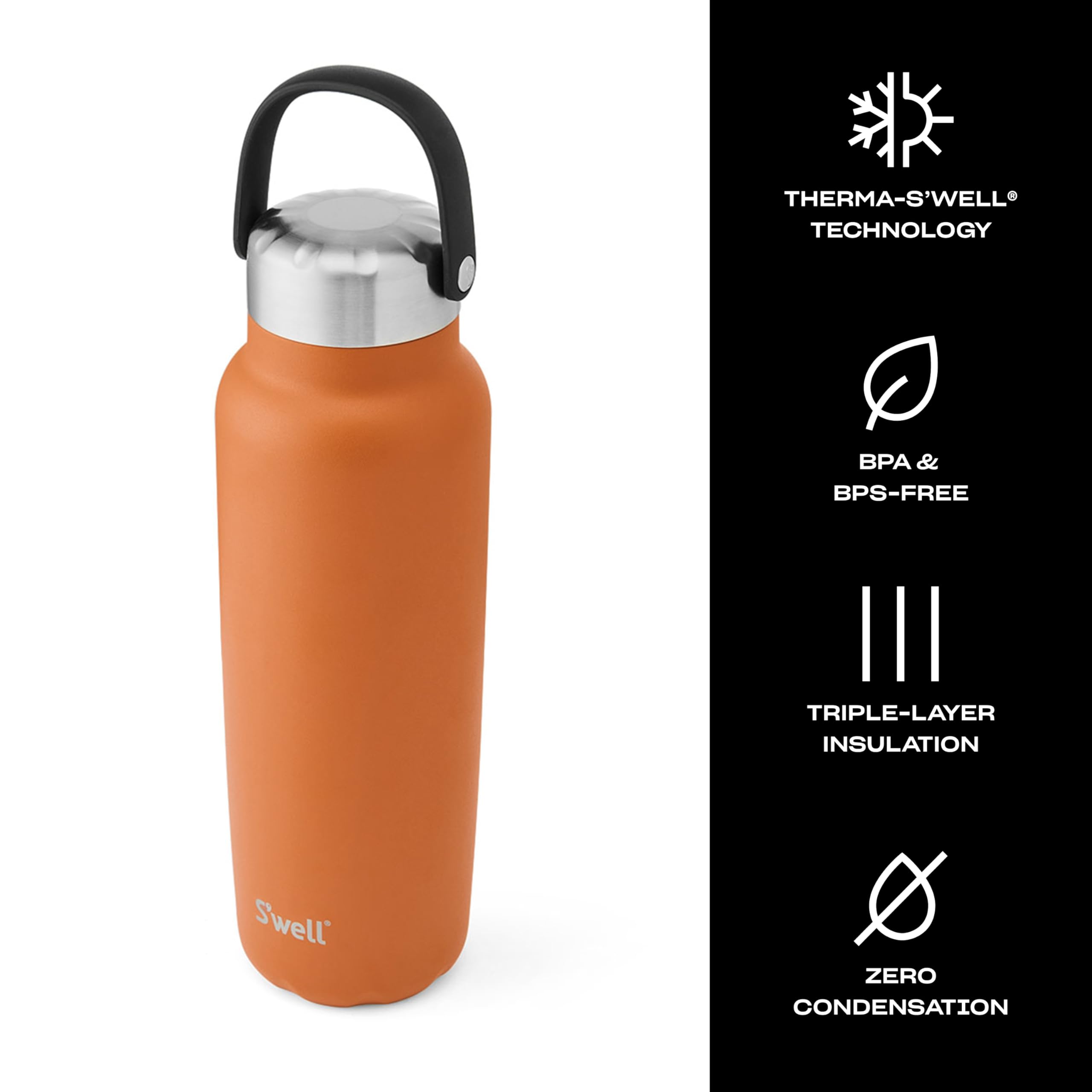 S'well Recycled Stainless Steel Explorer with Insulated Lid and Handle, 40oz, Carnelian, Triple Layered Vacuum Insulated Containers Keeps Drinks Cold for 54 Hours and Hot for 12