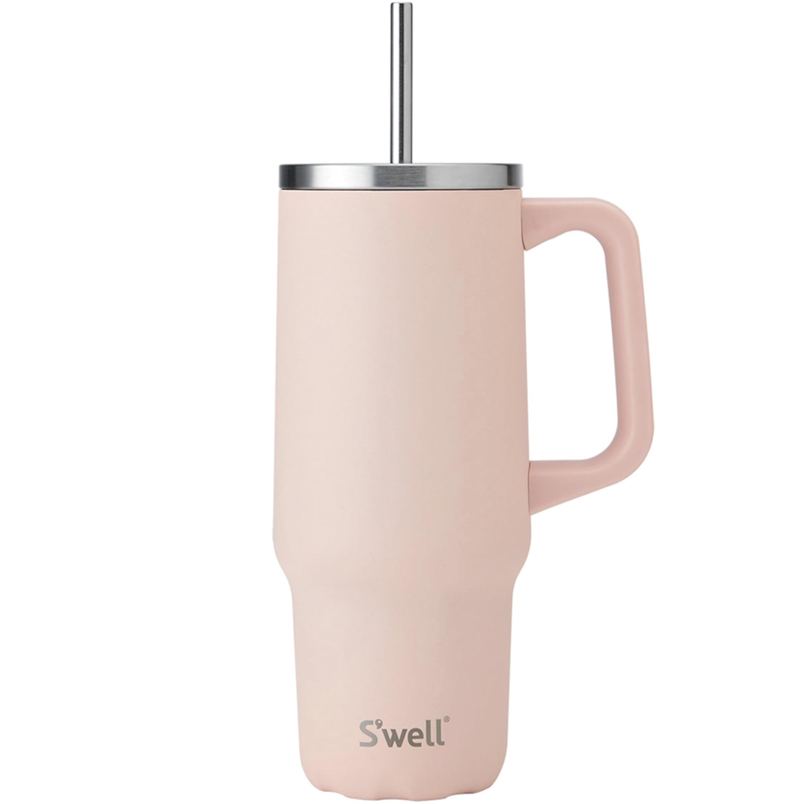 S'well Recycled Stainless Steel Tumbler XL with Straw and Handle, 30oz, Himalayan Salt, Triple Layered Vacuum Insulated Containers Keeps Drinks Cold for 36 hours and Hot for 9