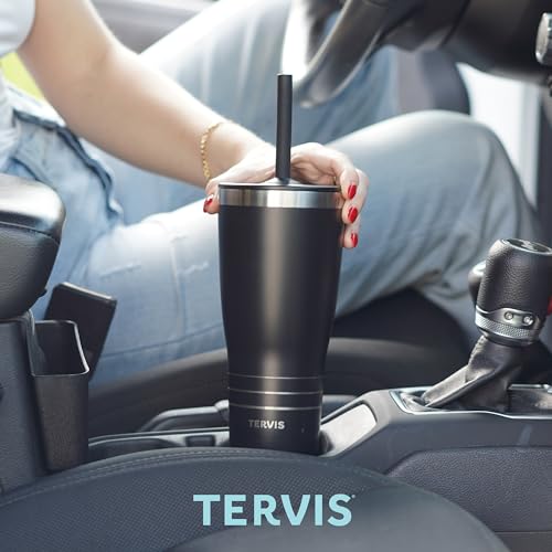 Tervis Traveler Golf Titanium Clubhead Triple Walled Insulated Tumbler Travel Cup Keeps Drinks Cold & Hot, 30oz with Straw Lid, Stainless Steel