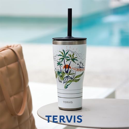 Tervis Traveler Golf Titanium Clubhead Triple Walled Insulated Tumbler Travel Cup Keeps Drinks Cold & Hot, 30oz with Straw Lid, Stainless Steel