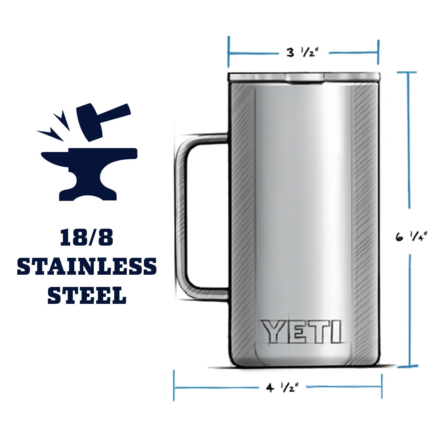YETI Rambler 24 oz Mug, Vacuum Insulated, Stainless Steel with MagSlider Lid, Cape Taupe