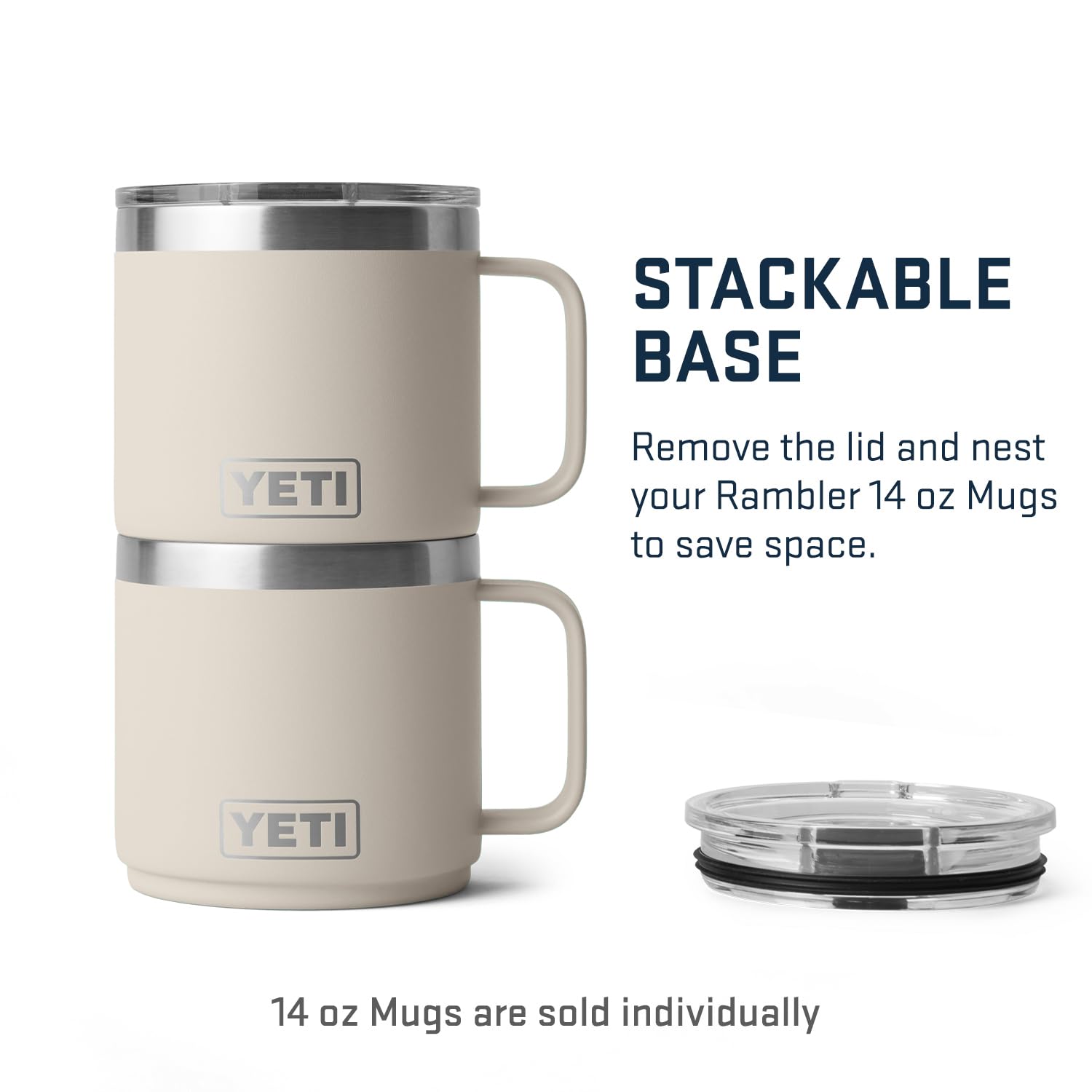 YETI Rambler 14 oz Stackable Mug, Vacuum Insulated, Stainless Steel with MagSlider Lid, Cape Taupe