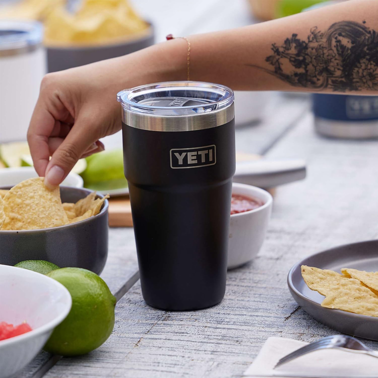 YETI Rambler 20 oz Stackable Tumbler, Stainless Steel, Vacuum Insulated with MagSlider Lid, Cape Taupe
