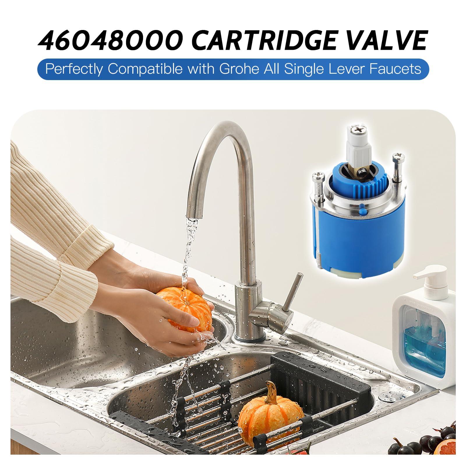 Compatible with Grohe 46048000 Faucet Cartridge Replacement Single-Hand Mixing Valve Ceramic Cartridge