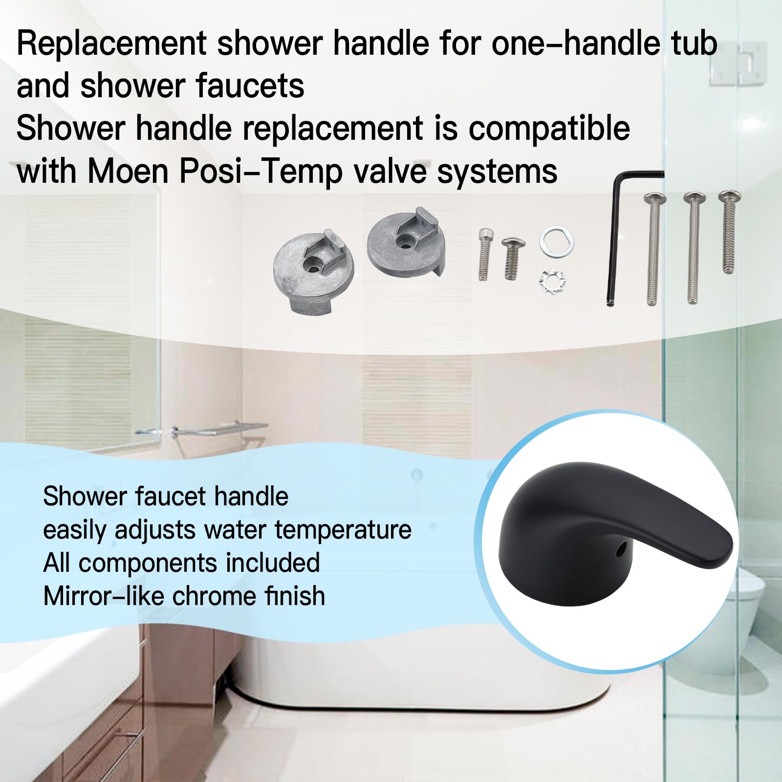 Replacement (100657) for Moen Lever Shower Handle, Compatible with Moen PosiTemp Valve Systems, Matte Black