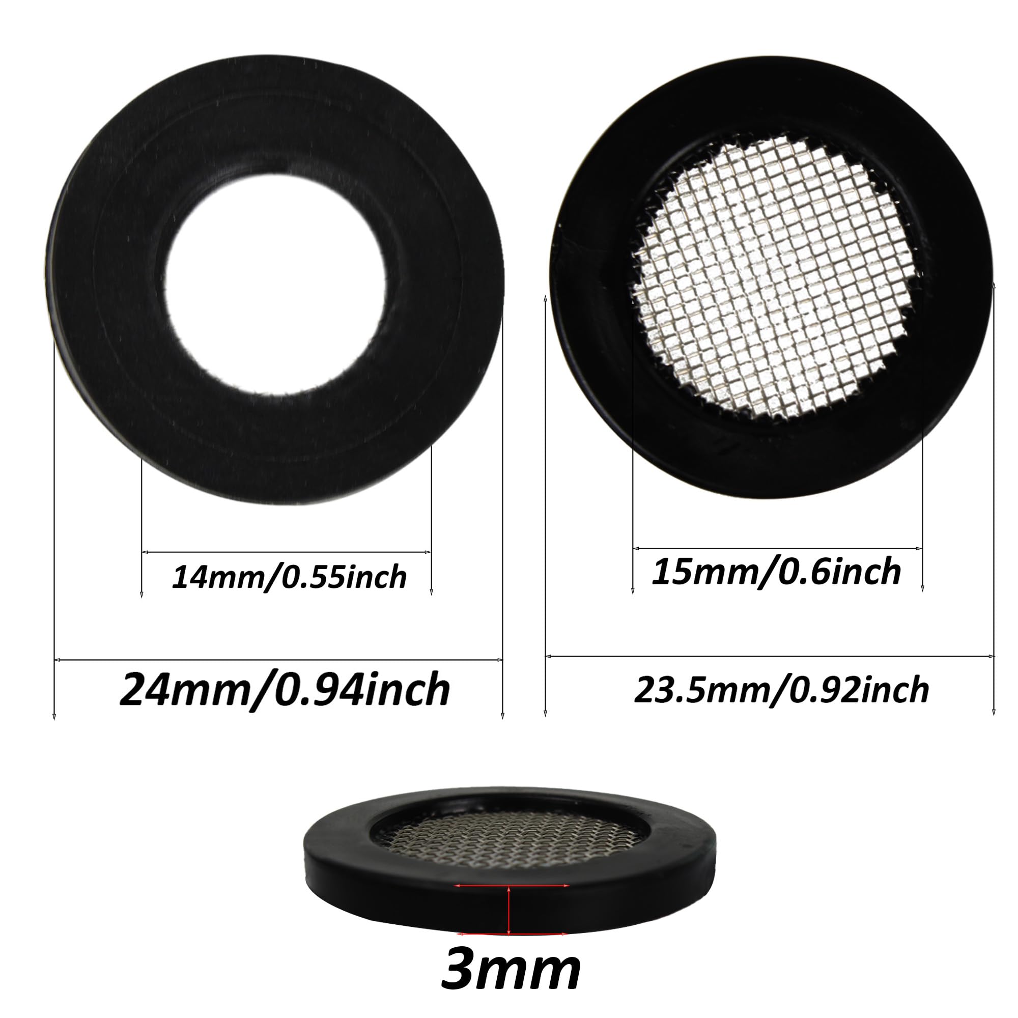 AUXBC 1Inch 8PCS Shower Filter Gaskets+8PCS Rubber Washers, Seal Faucet Washers, O Ring Hose Gasket Filter Net Shower Head Gasket Rubber Washer for Water Faucet Shower Garden Hose Connector