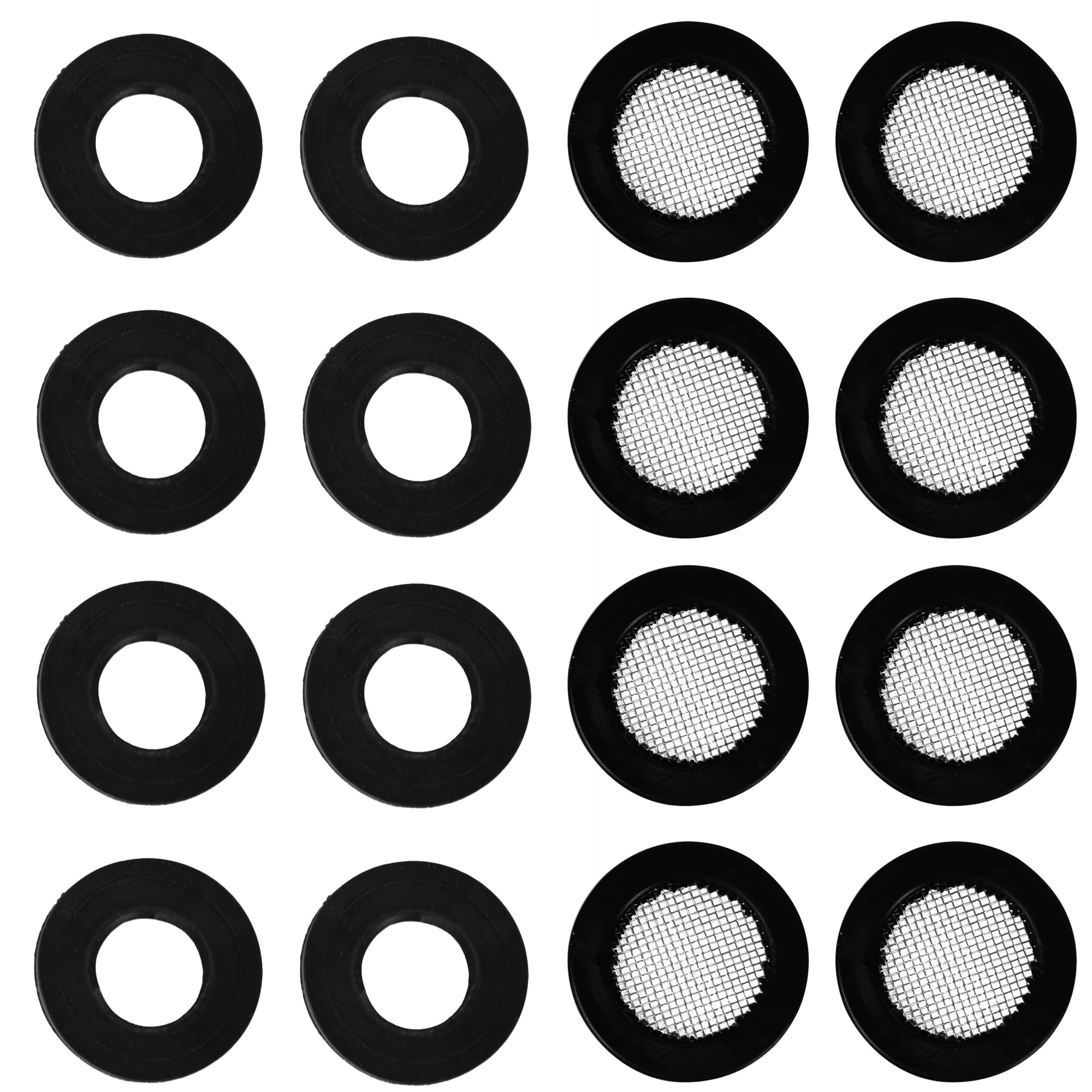 AUXBC 1Inch 8PCS Shower Filter Gaskets+8PCS Rubber Washers, Seal Faucet Washers, O Ring Hose Gasket Filter Net Shower Head Gasket Rubber Washer for Water Faucet Shower Garden Hose Connector