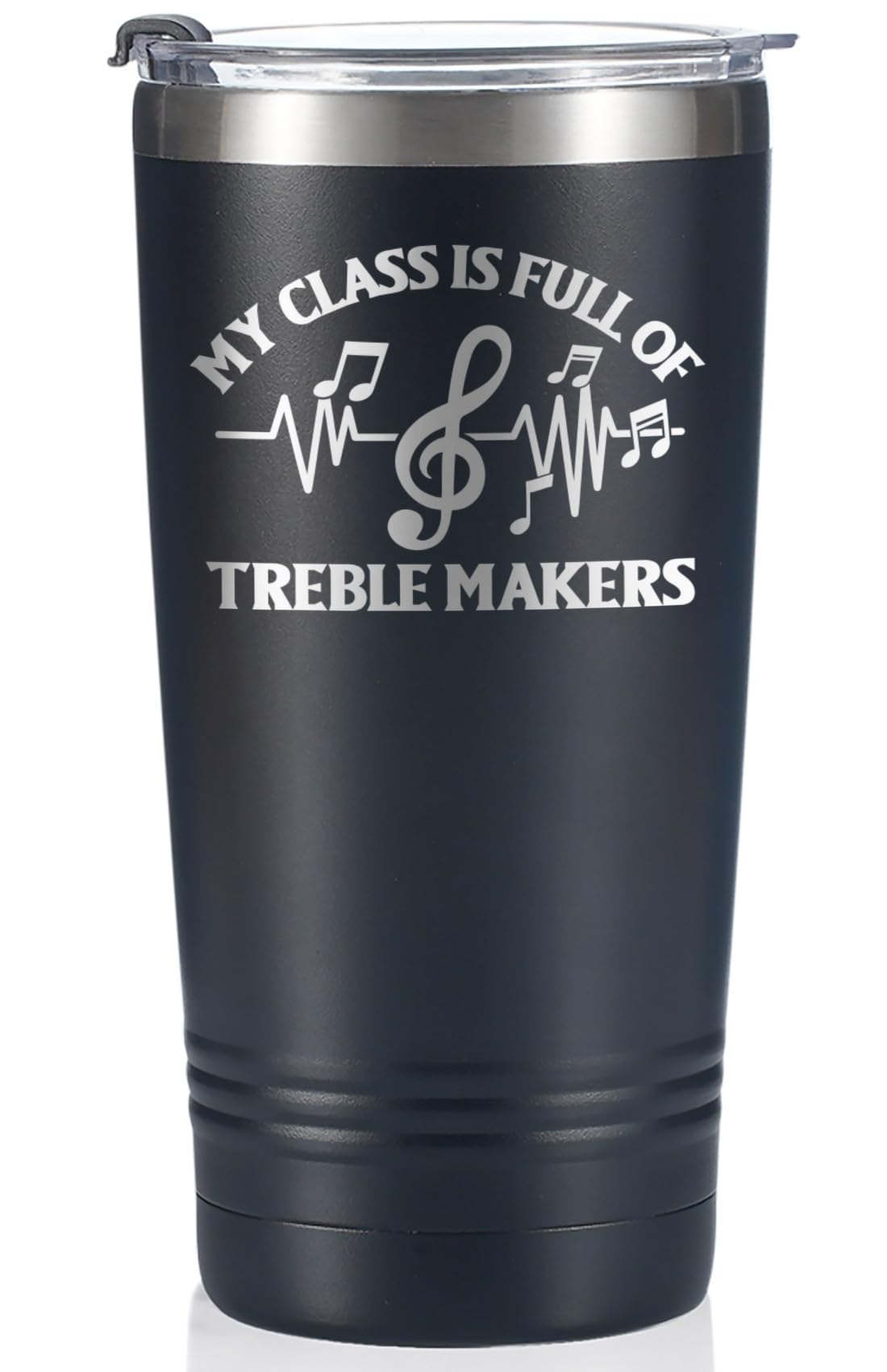 Onebttl Funny Music Teacher Gifts For Men, Women - My Class is Full of Treble Makers - 20 oz/590 ml Stainless Steel Insulated Tumbler with Straw, Lid - Music Lover Musical Themed Gifts - (Black)