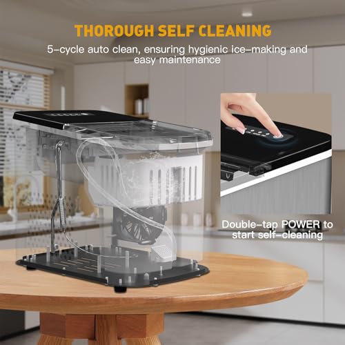 38lbs per Day Ice Maker Machine, Large Capacity Countertop Self-Cleaning, Fast Making 9 Ice Cubes in 3.5 Mins, 2 Bullet Sizes, Quiet Operation for Kitchen, Camping, RV, and Parties