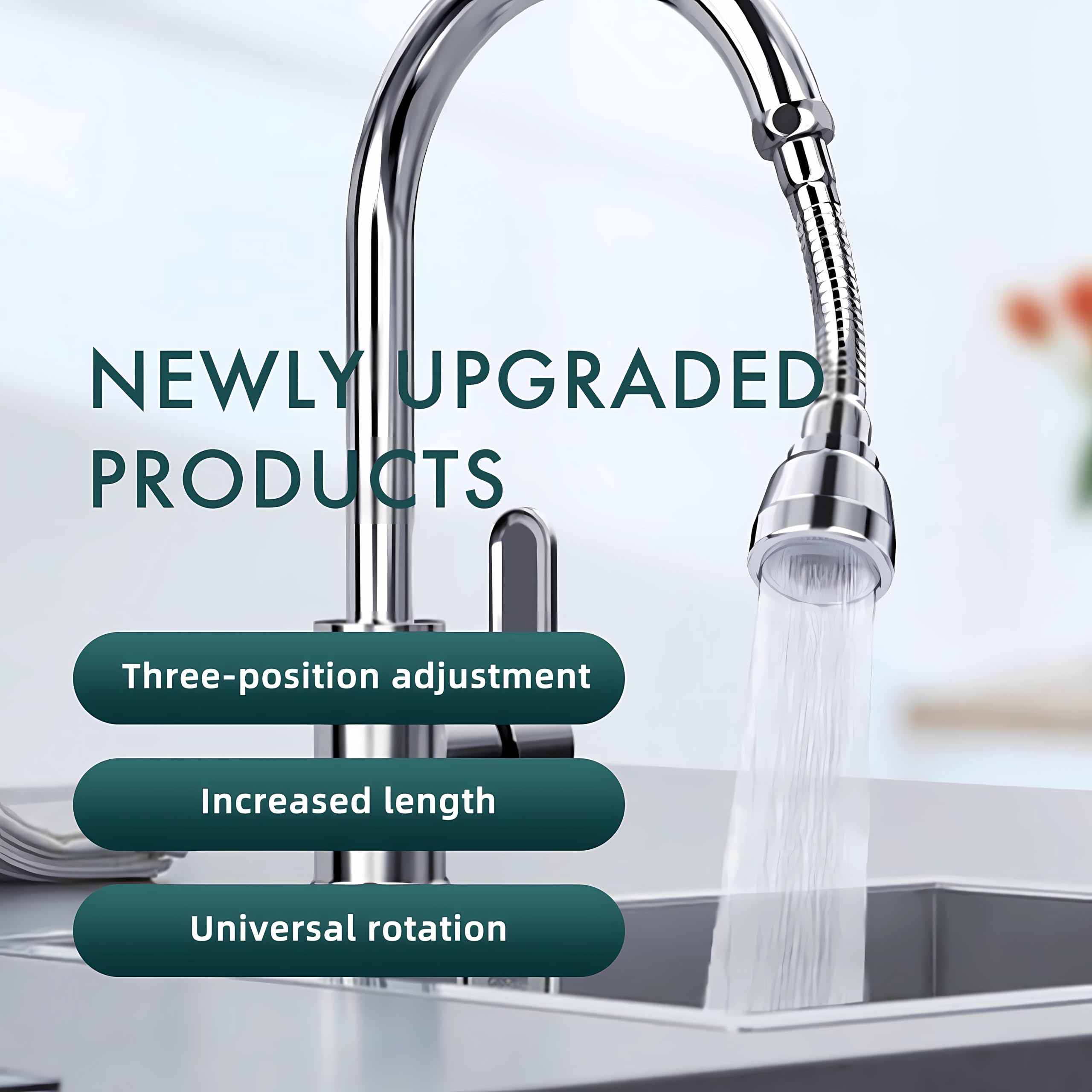 MANMOON Swivel Faucet Aerator with 3 Spray Modes & 360° Rotation, Water-Saving Sink Sprayer Attachment for Kitchen/Bathroom, Chrome-Plated Nozzle (Easy Install, Anti-Splash,Three-stage,Medium)