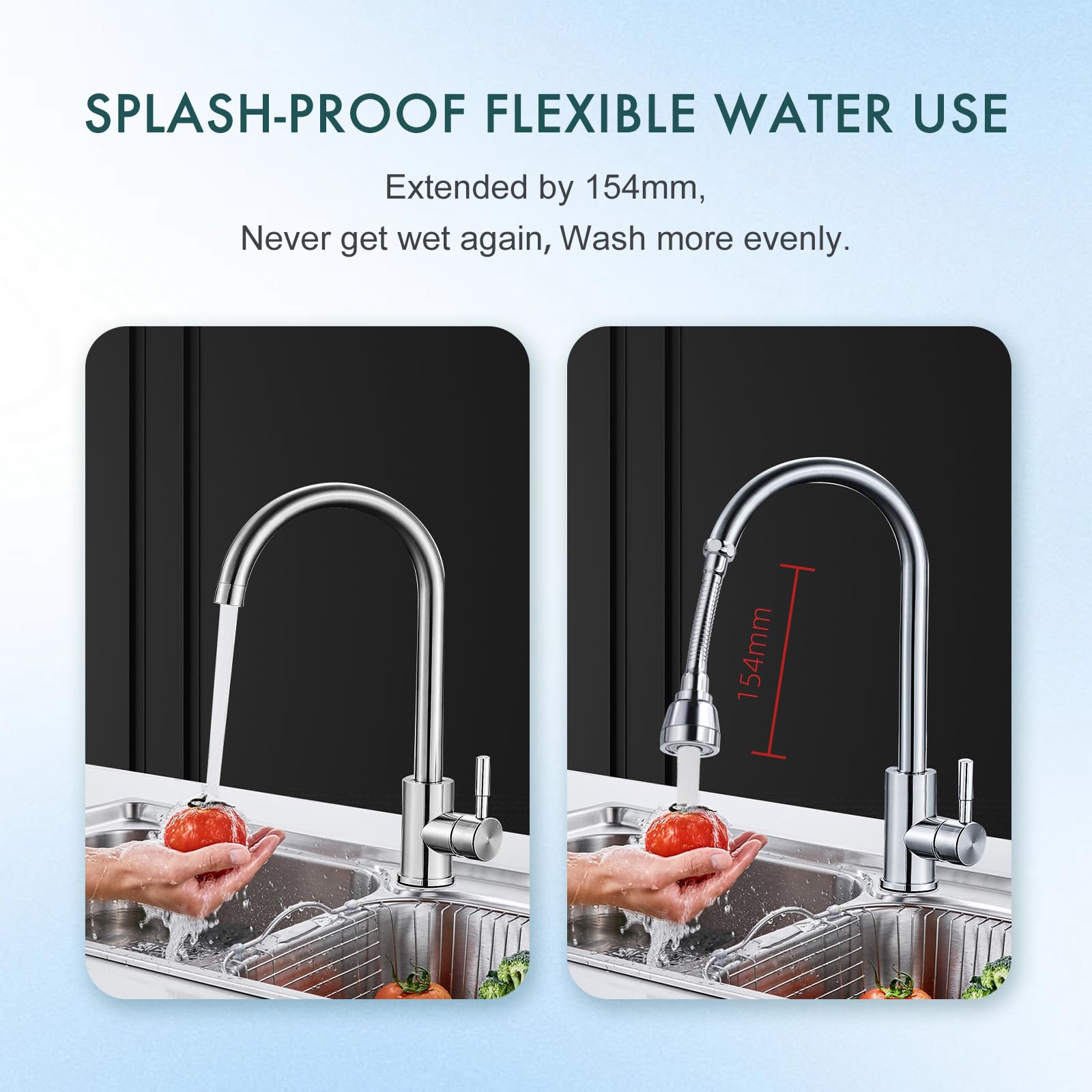 MANMOON Swivel Faucet Aerator with 3 Spray Modes & 360° Rotation, Water-Saving Sink Sprayer Attachment for Kitchen/Bathroom, Chrome-Plated Nozzle (Easy Install, Anti-Splash,Three-stage,Medium)
