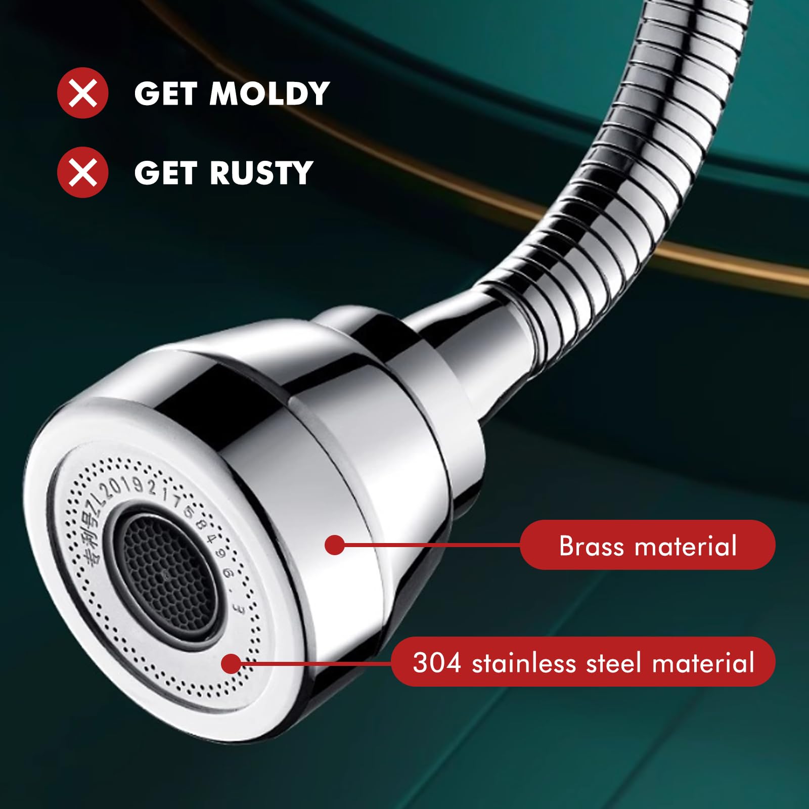 MANMOON Swivel Faucet Aerator with 3 Spray Modes & 360° Rotation, Water-Saving Sink Sprayer Attachment for Kitchen/Bathroom, Chrome-Plated Nozzle (Easy Install, Anti-Splash,Three-stage,Medium)