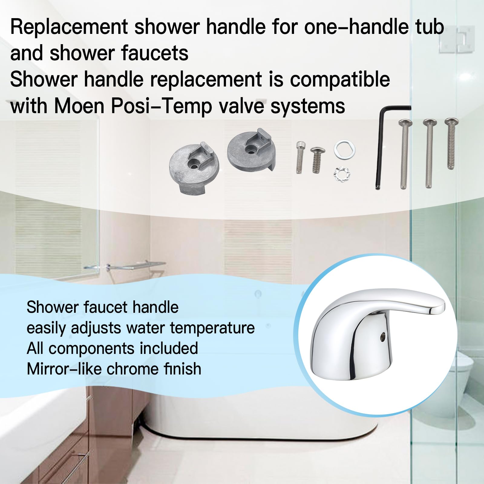 Shower Knob Replacement(100657) for Moen Lever Shower Handle, Compatible with Moen PosiTemp Valve Systems, Brushed Nickel
